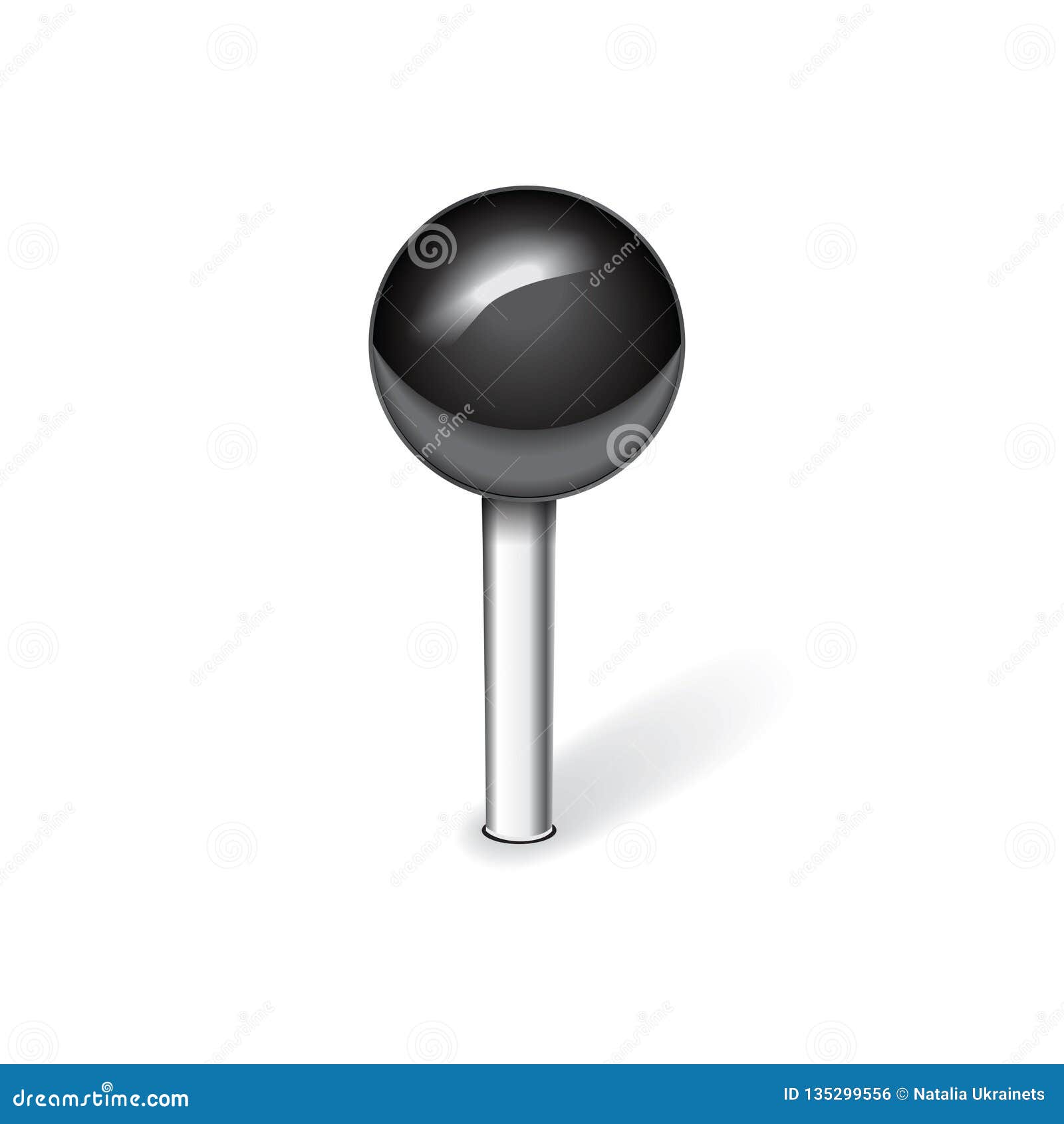 Black pin stock vector. Illustration of isolated, push - 135299556