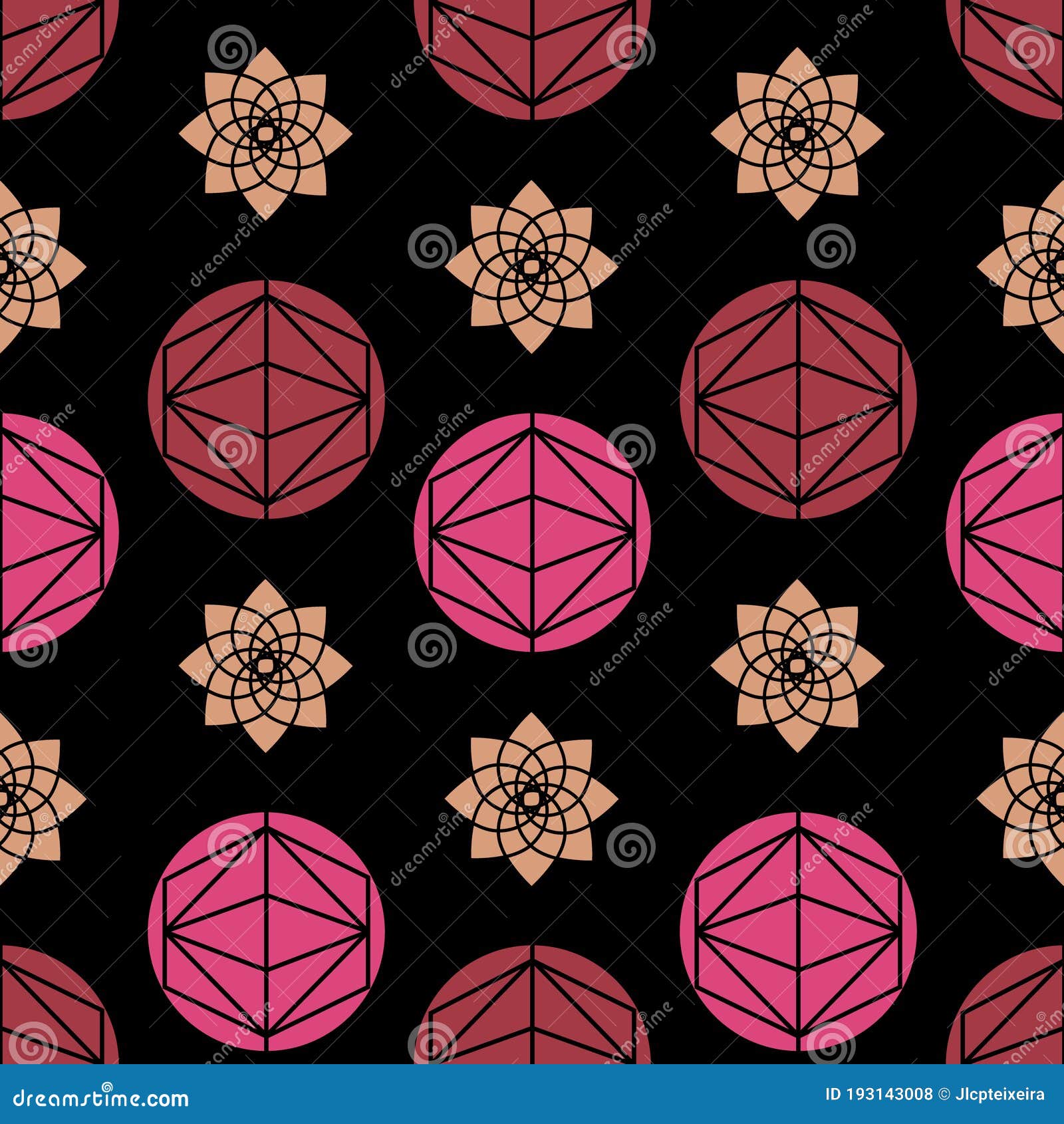 Black and Pink Geometric Abstract Seamless Pattern Stock Illustration ...