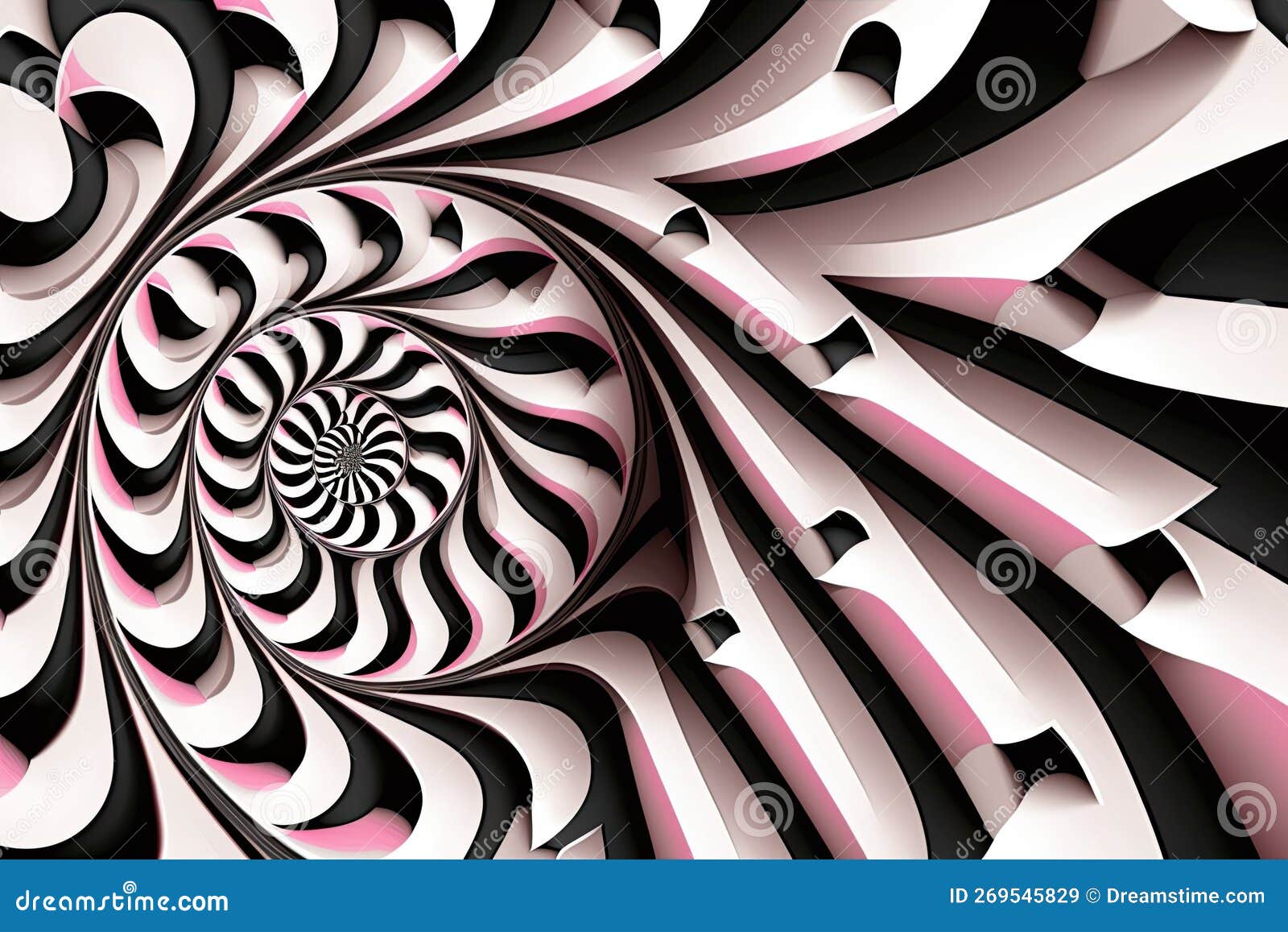 Black Pink and White Colored Abstract Recursive Spiral Texture Pattern ...