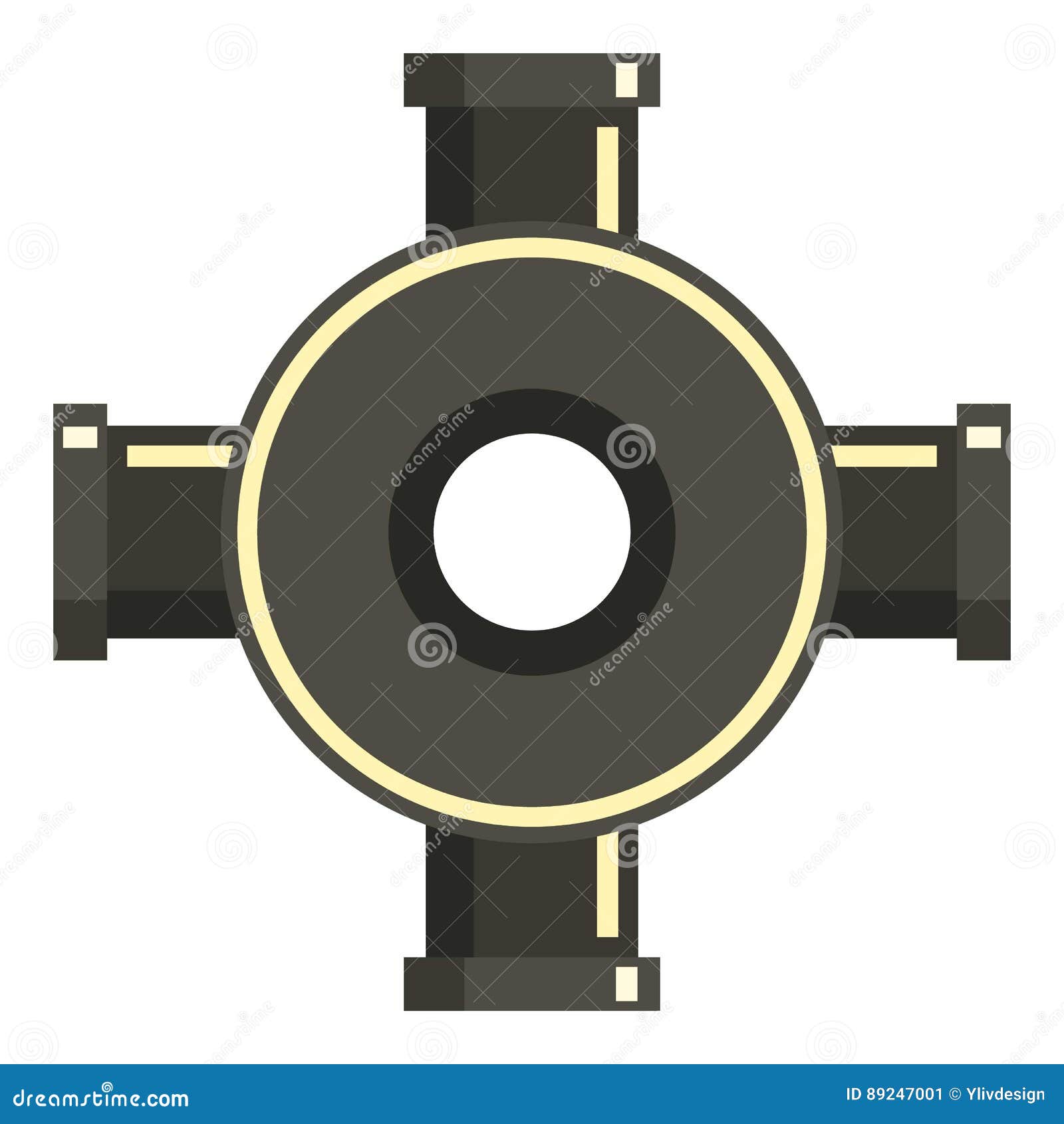 Black Pipe Fitting Icon, Flat Style Stock Vector - Illustration of ...