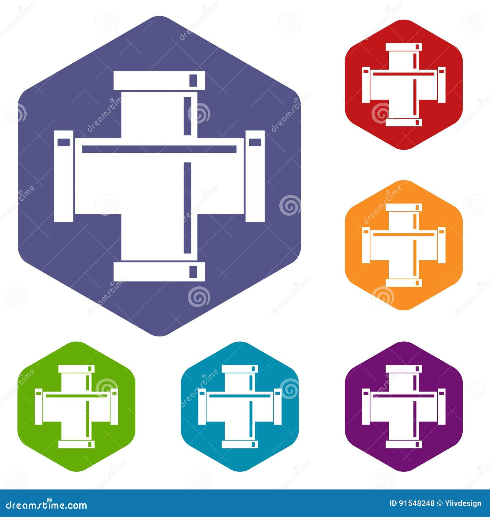 Black Pipe Fitting Icons Set Hexagon Stock Vector - Illustration of ...