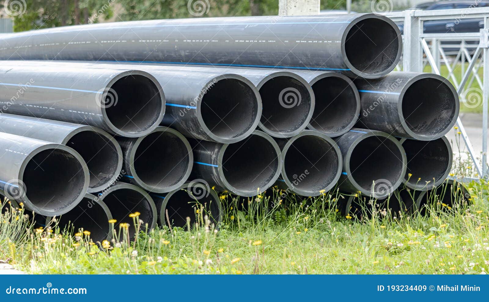 Black Pipes for Sewage on a Construction Site Stock Image - Image of ...