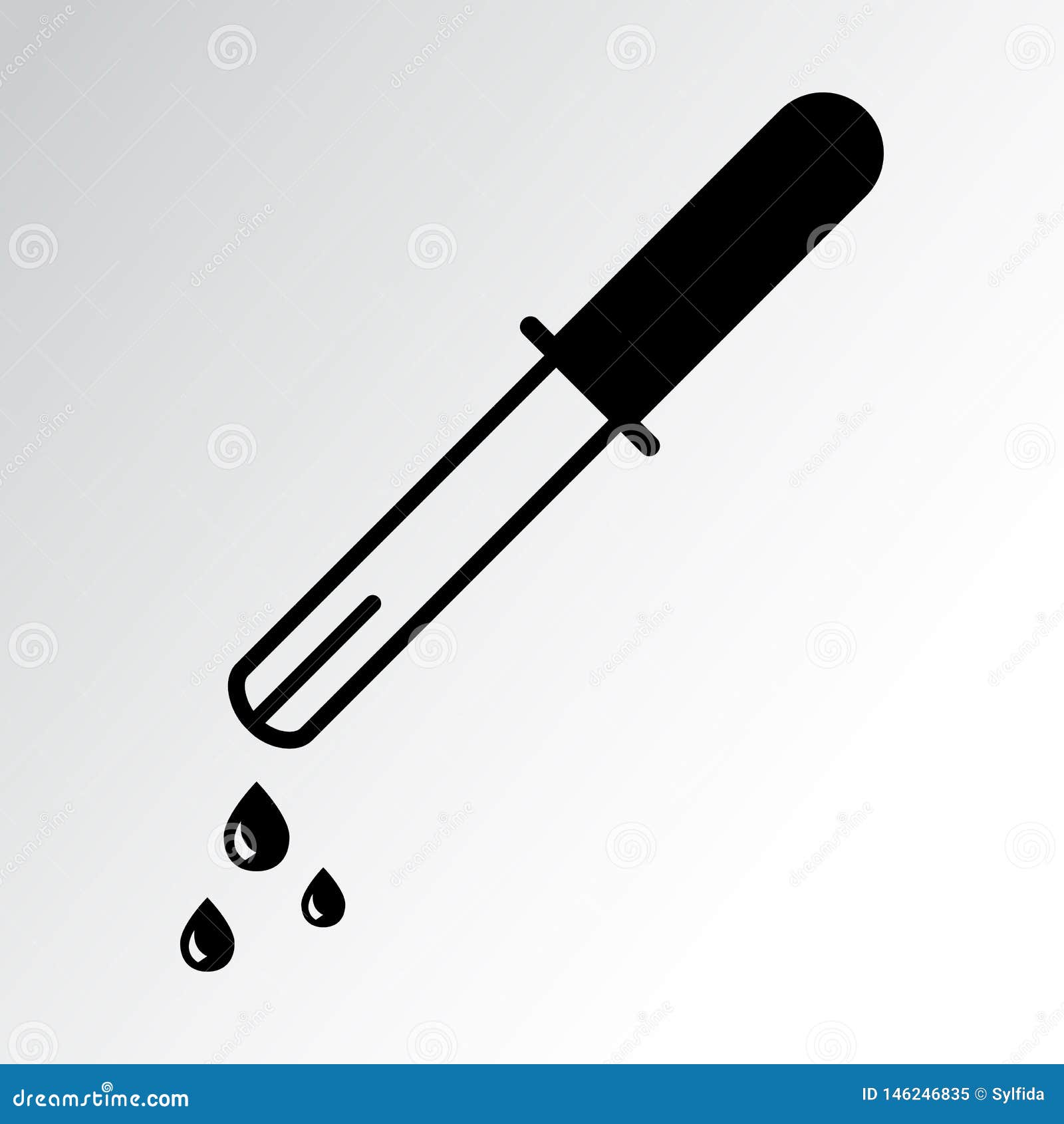 Black Pipette Icon with Drops. Vector Stock Illustration - Illustration ...