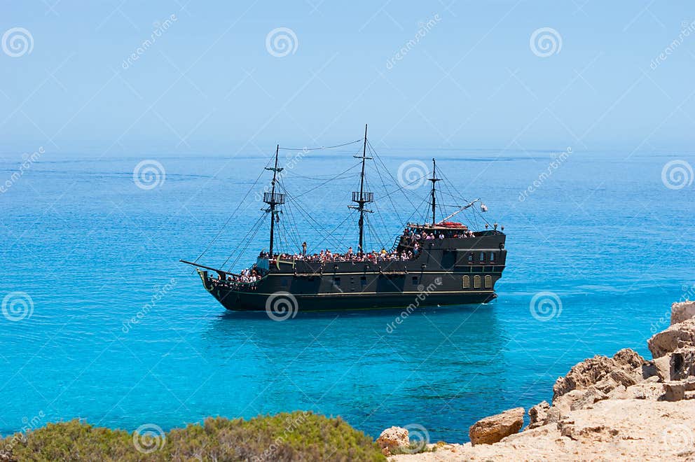 Pirate ship on the sea stock photo. Image of abyss, dreams - 100292812