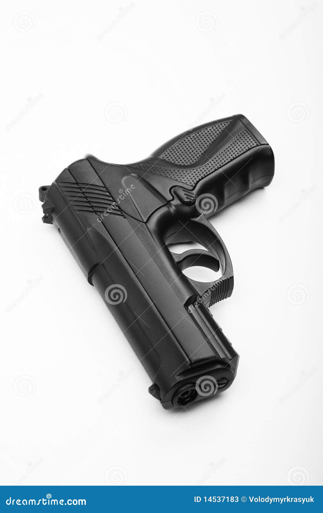 Black Pistol Revolver With Elongated Barrel And Special Butt. Gun ...