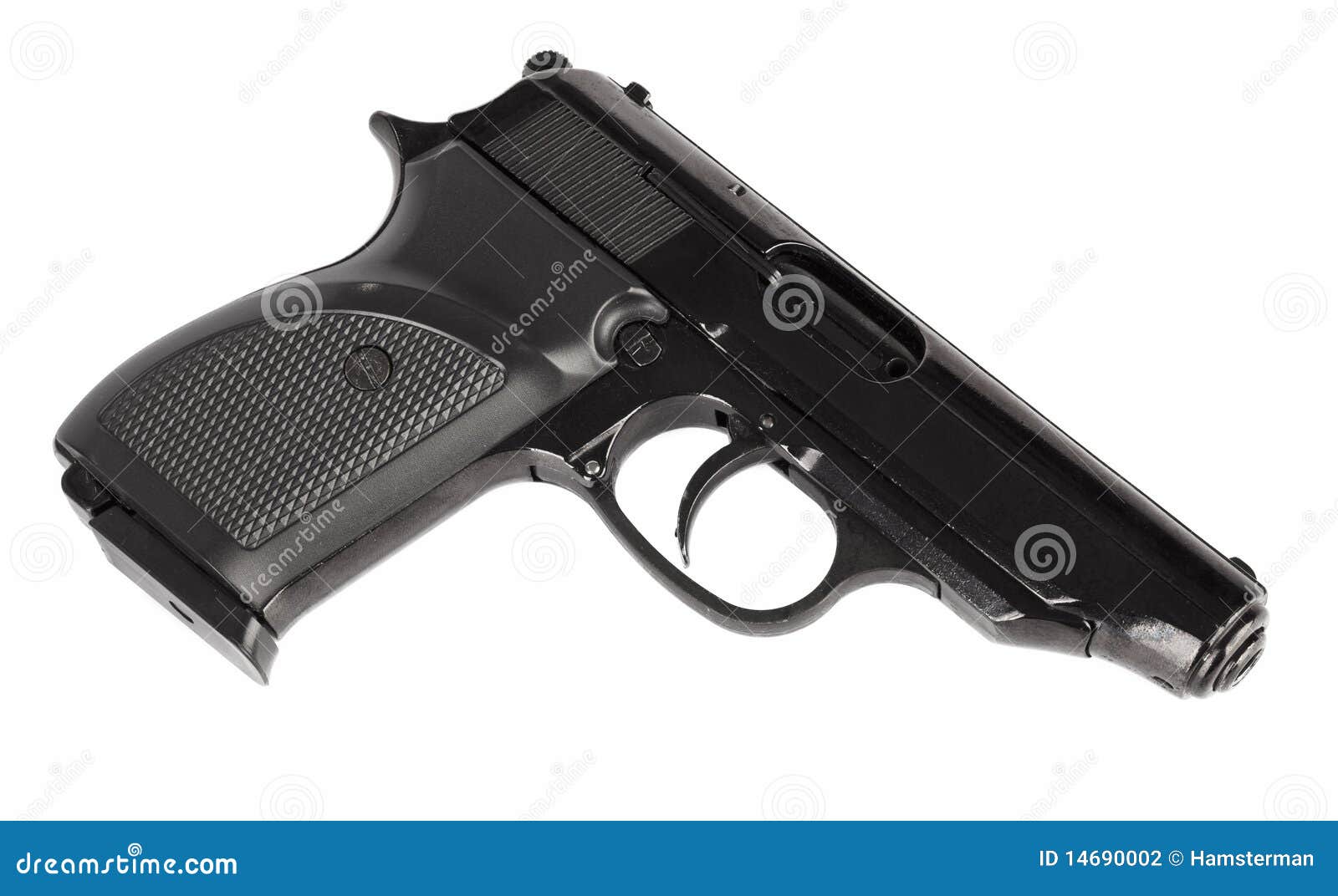 Black Pistol Revolver With Elongated Barrel And Special Butt. Gun ...
