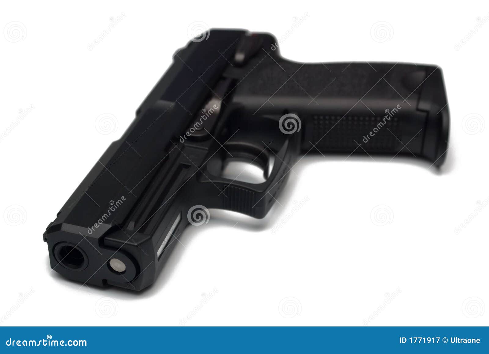 Black Pistol Revolver With Elongated Barrel And Special Butt. Gun ...