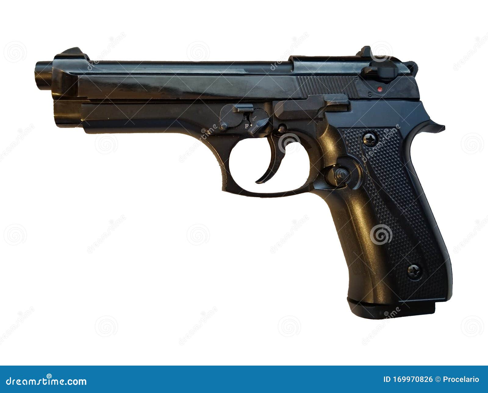 Black Pistol isolated. stock photo. Image of police - 169970826