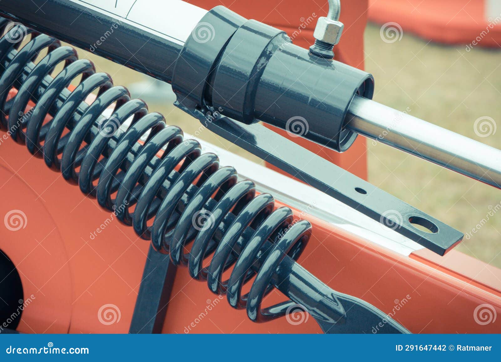 Black Piston or Actuator and Steel Spring As Part of Pneumatic or ...