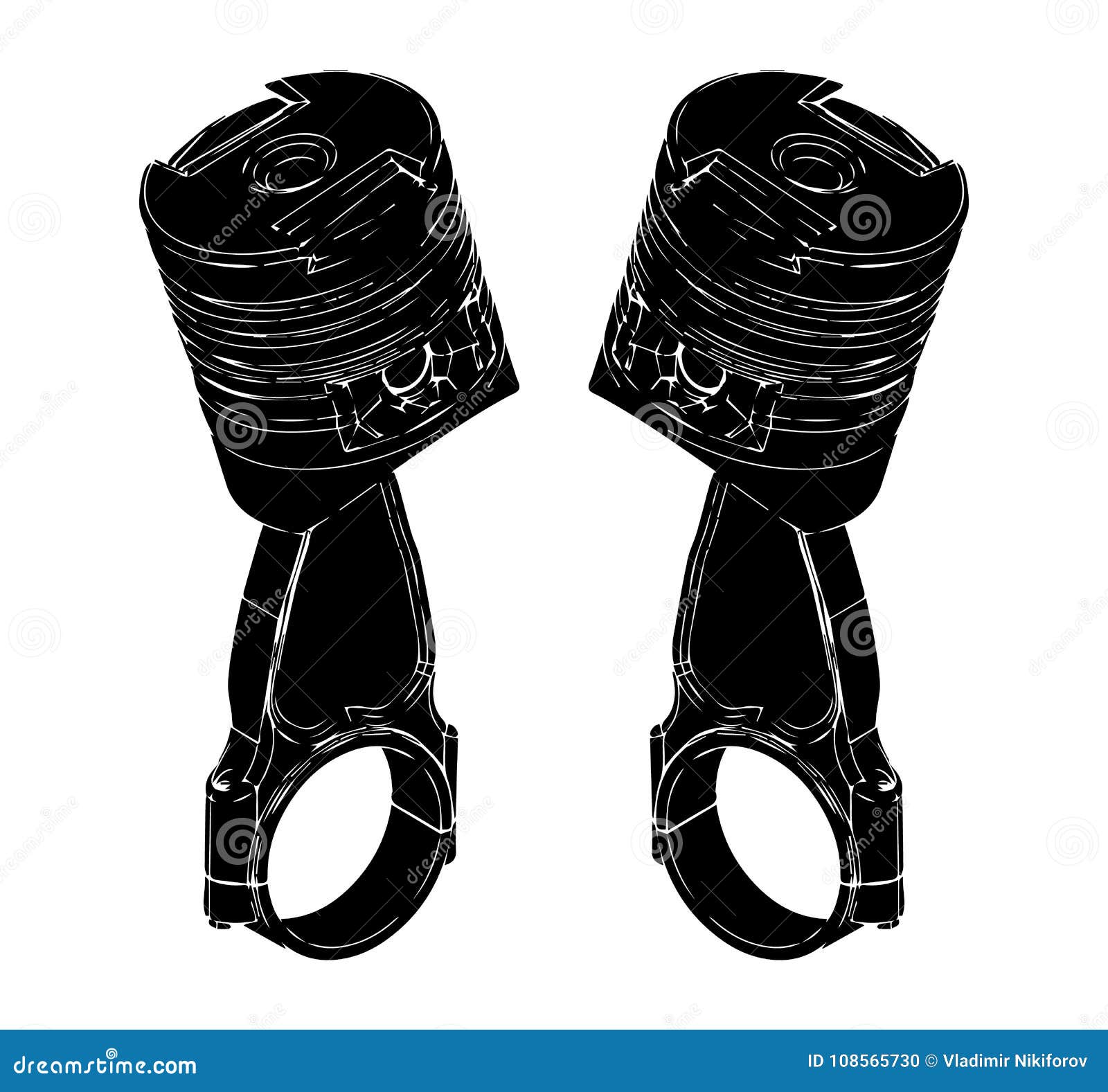 Black piston on white stock vector. Illustration of monochrome - 108565730