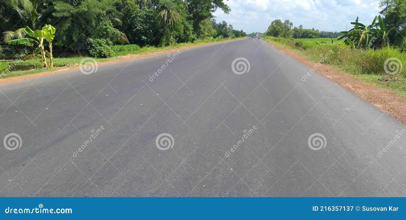 A Black Pitch Road in Rural Area of India. Stock Image - Image of ...