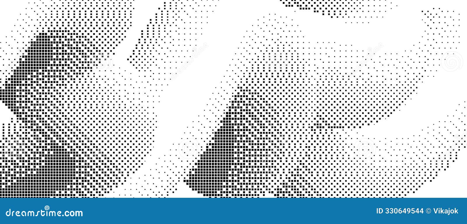 Pixelated Undulate Wavy Shape. Black Dither Wreathed Textured ...
