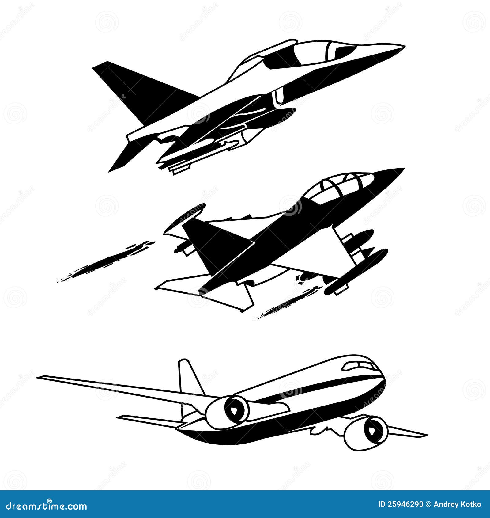 Black plane contour stock vector. Illustration of path - 25946290