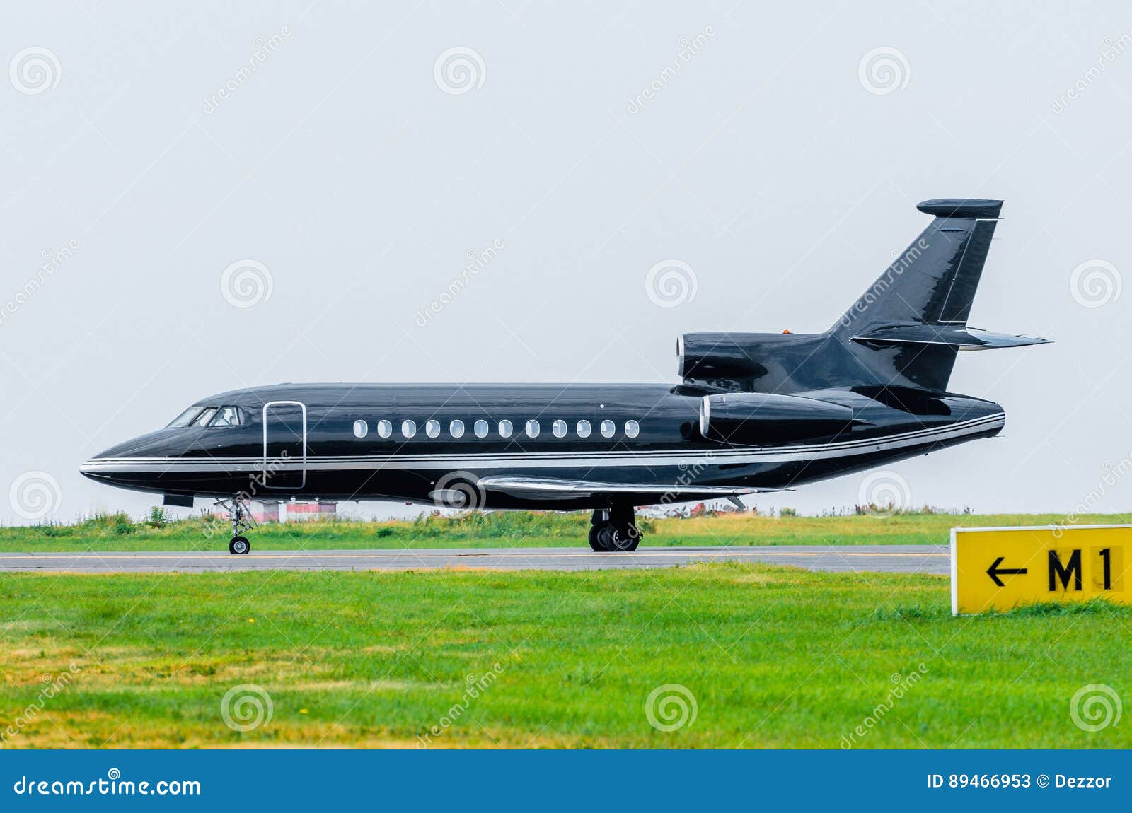 Black Plane on the Side of the Airport Business Jet Stock Image - Image ...