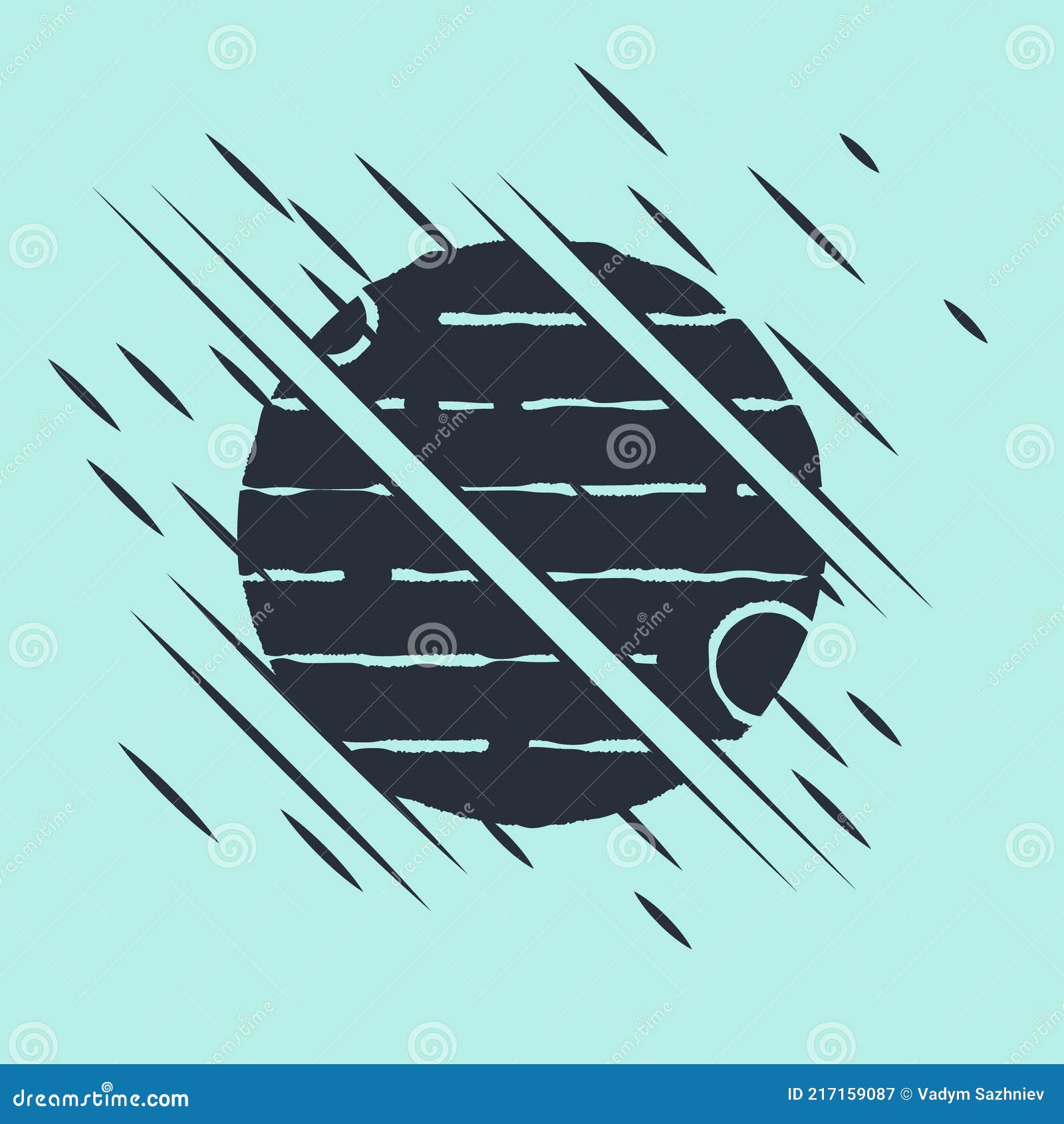 Black Planet Icon Isolated on Green Background. Glitch Style Stock ...