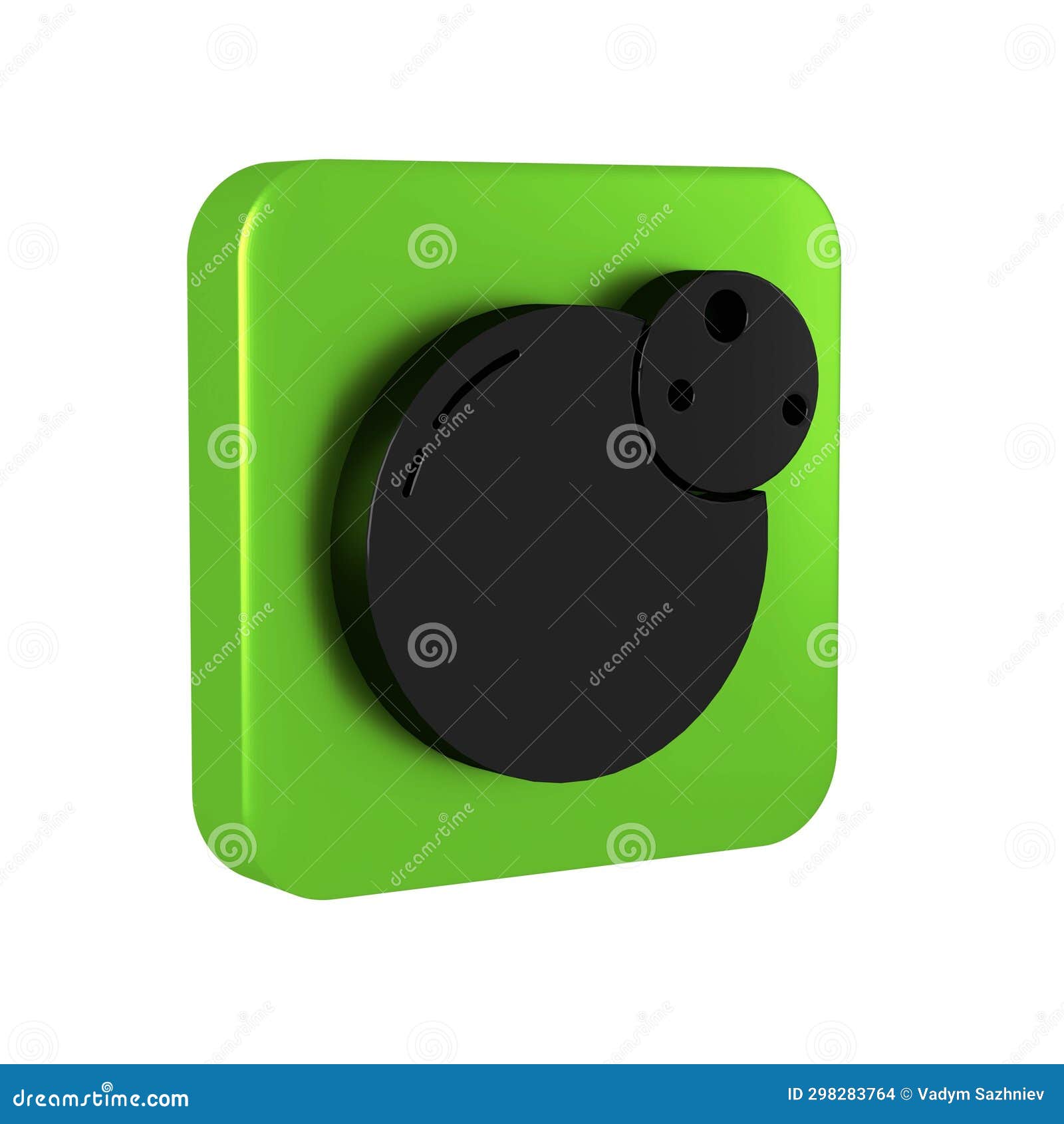 Black Planet Icon Isolated on Transparent Background. Green Square ...