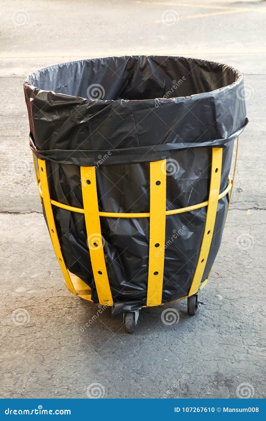 Black plastic bag bin stock photo. Image of dirty, outdoor - 107267610