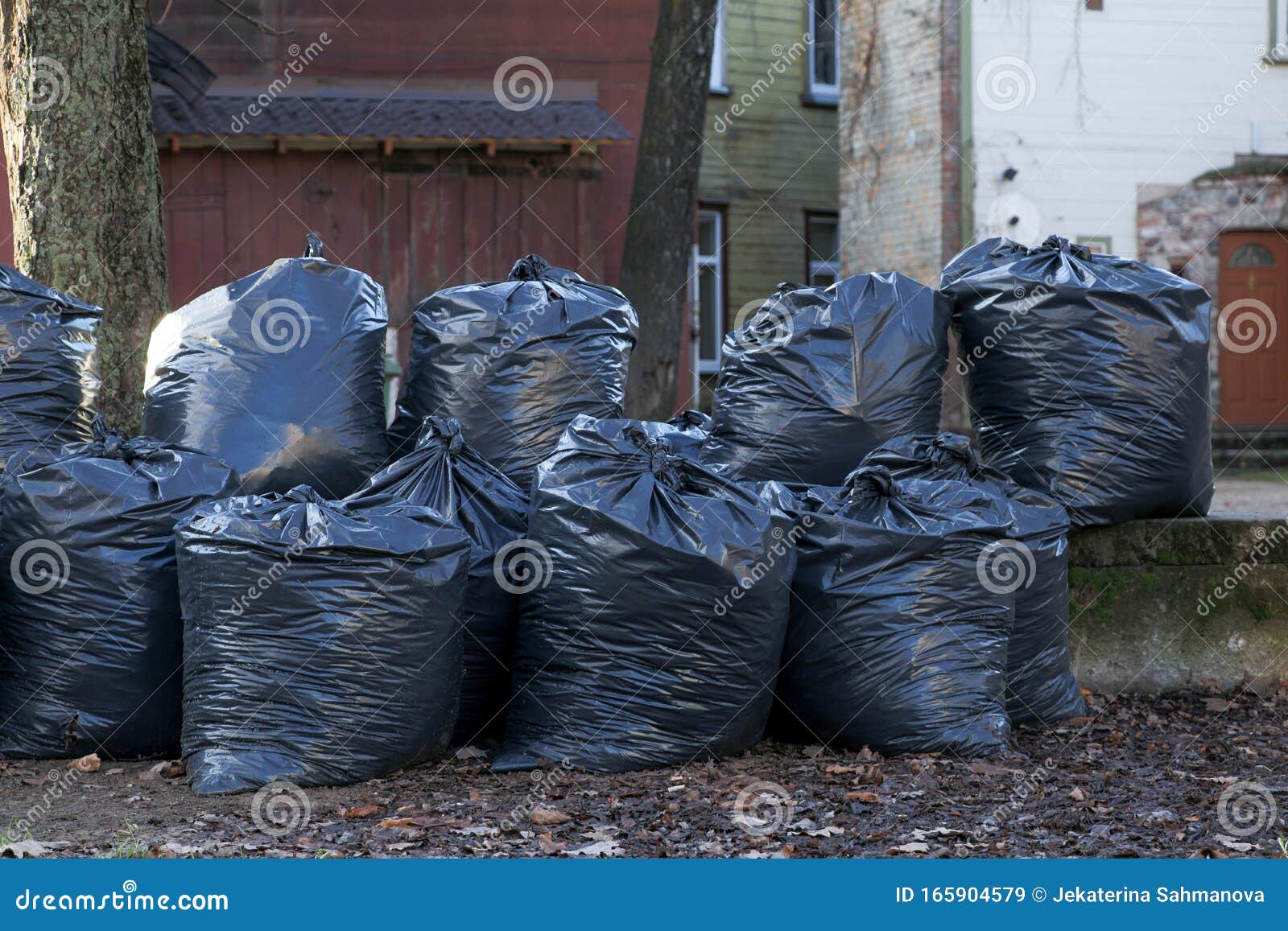 Black Plastic Bags with Trashes Stock Image - Image of environment ...