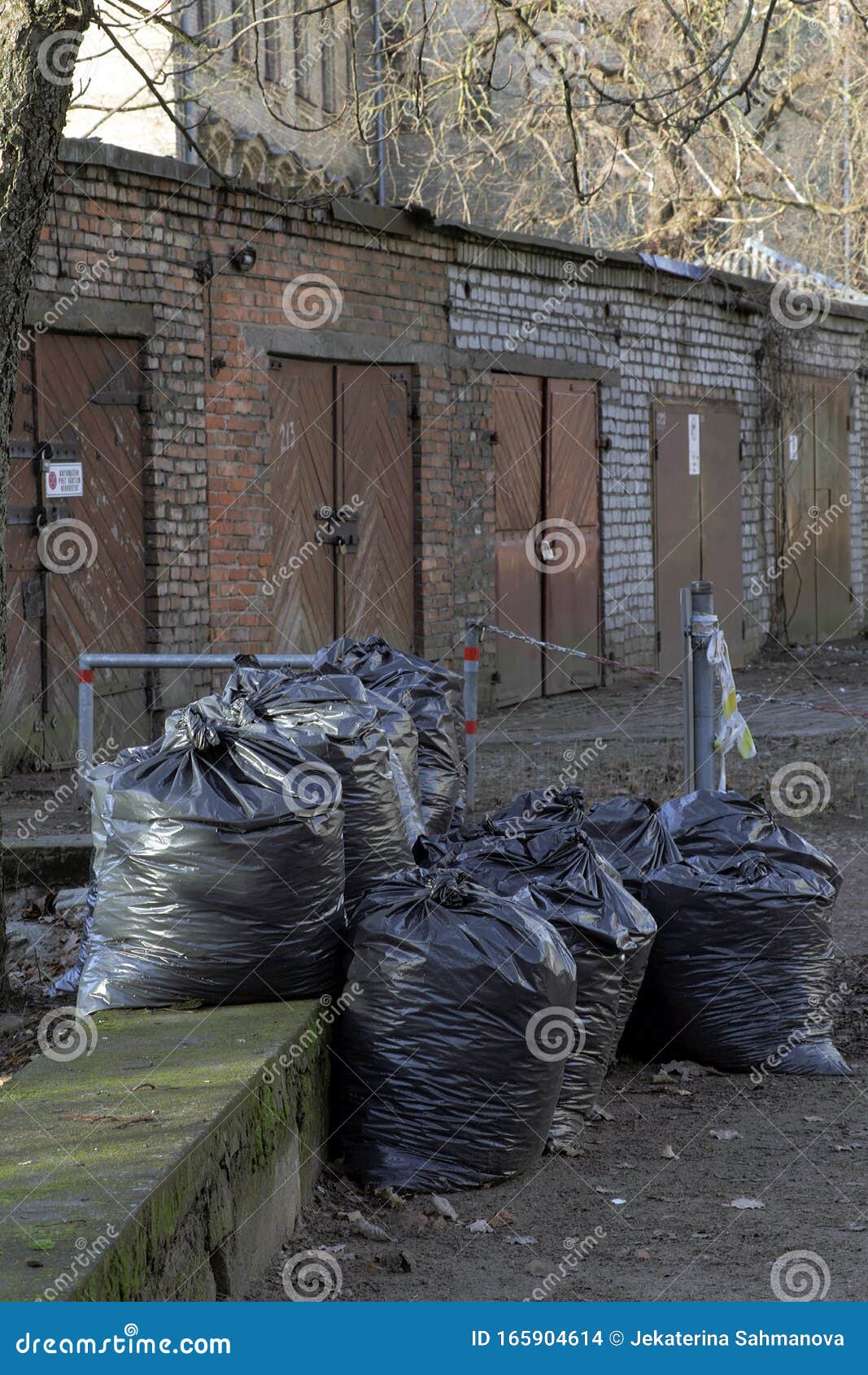 Black Plastic Bags with Trashes Stock Photo - Image of nordic ...