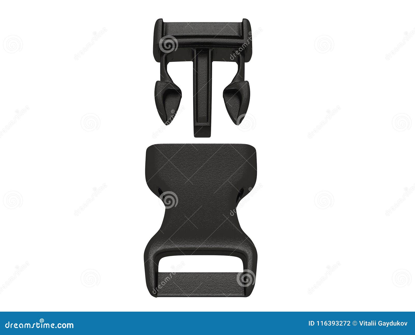 Black Plastic Buckle on an Isolated White Background. 3d Illustration ...