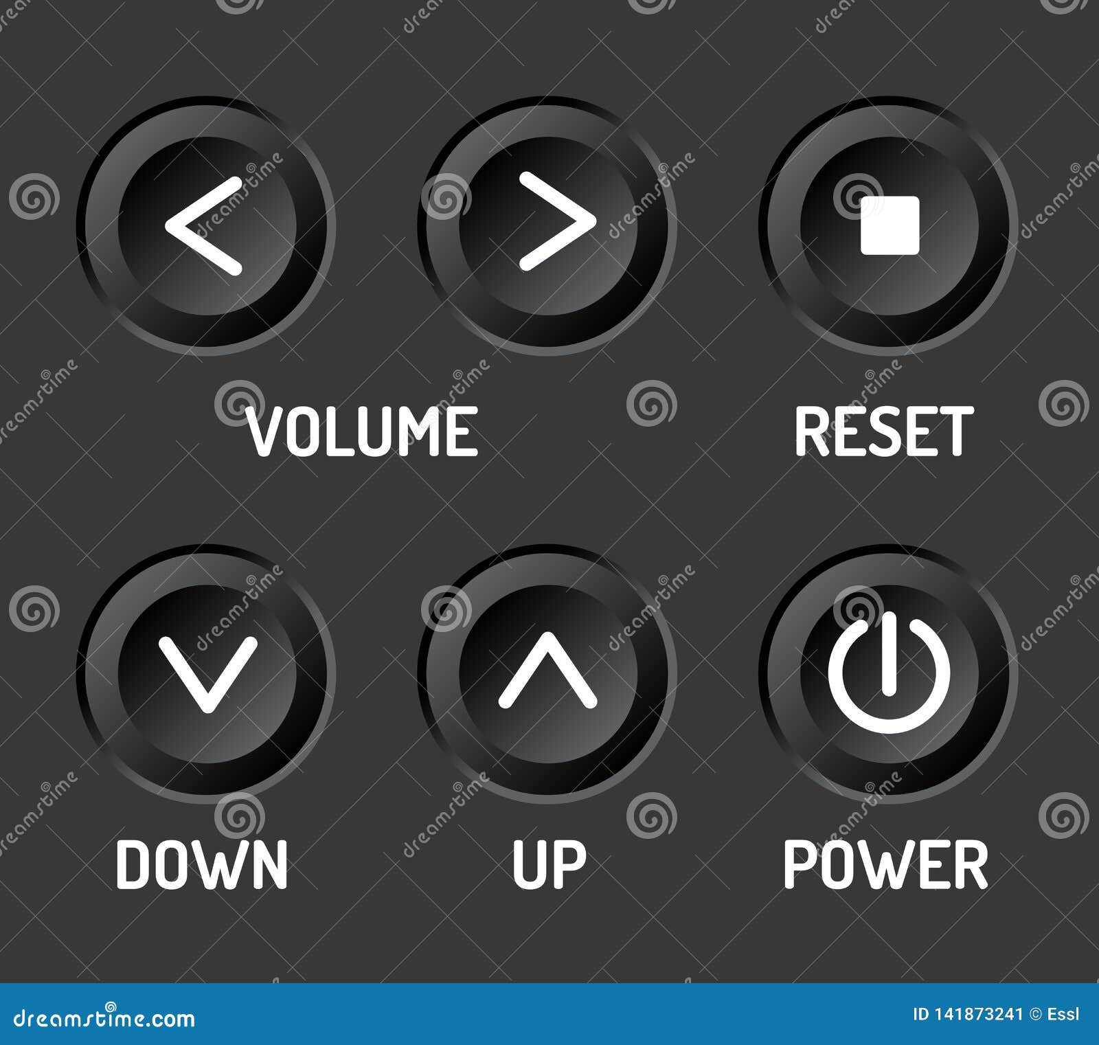 Black Plastic Control Panel. Navigation Buttons Set Stock Illustration ...