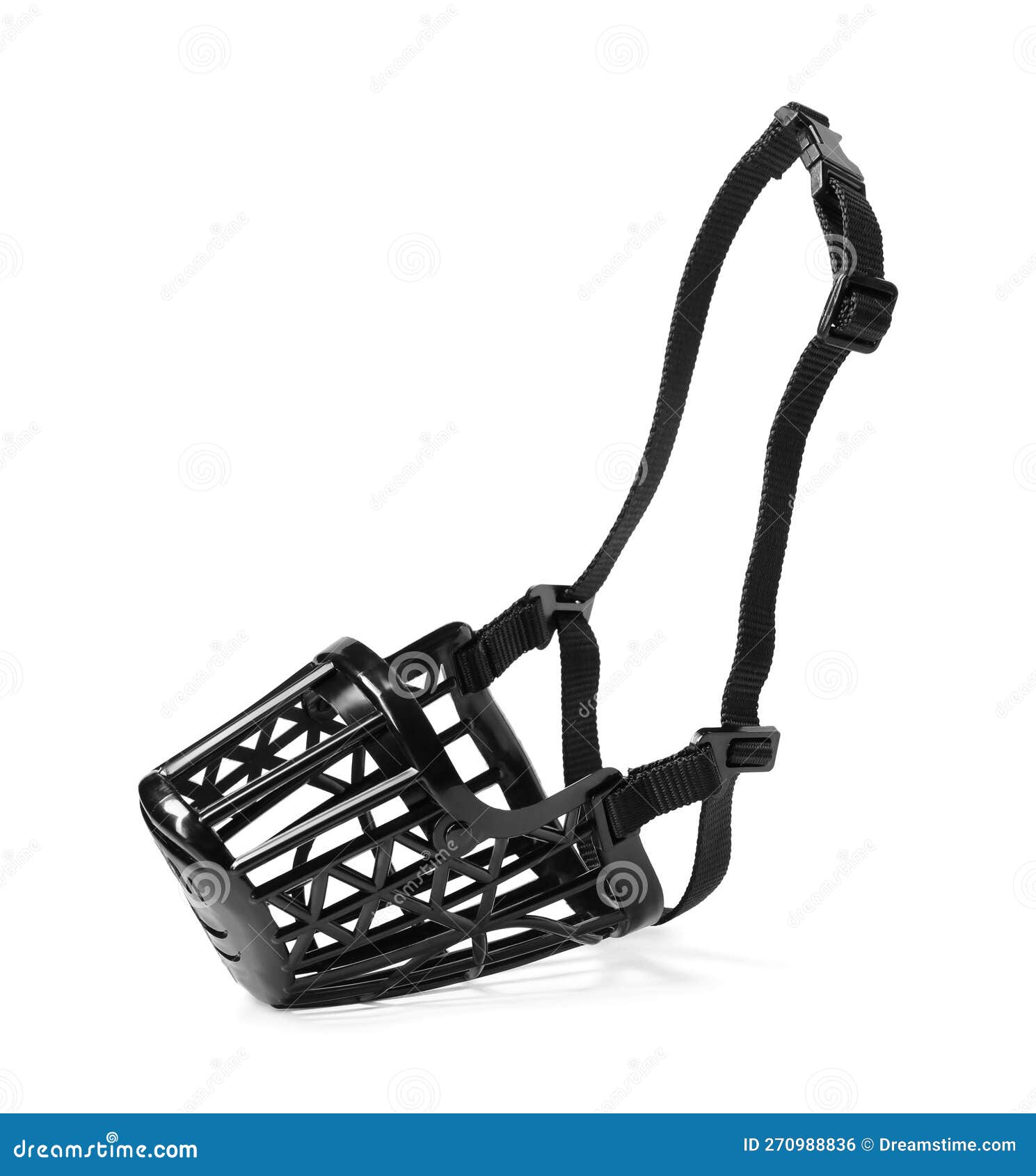 Muzzle Dog Isolated On White Background. The Muzzle Basket Is Black Cloth And For Small To ...