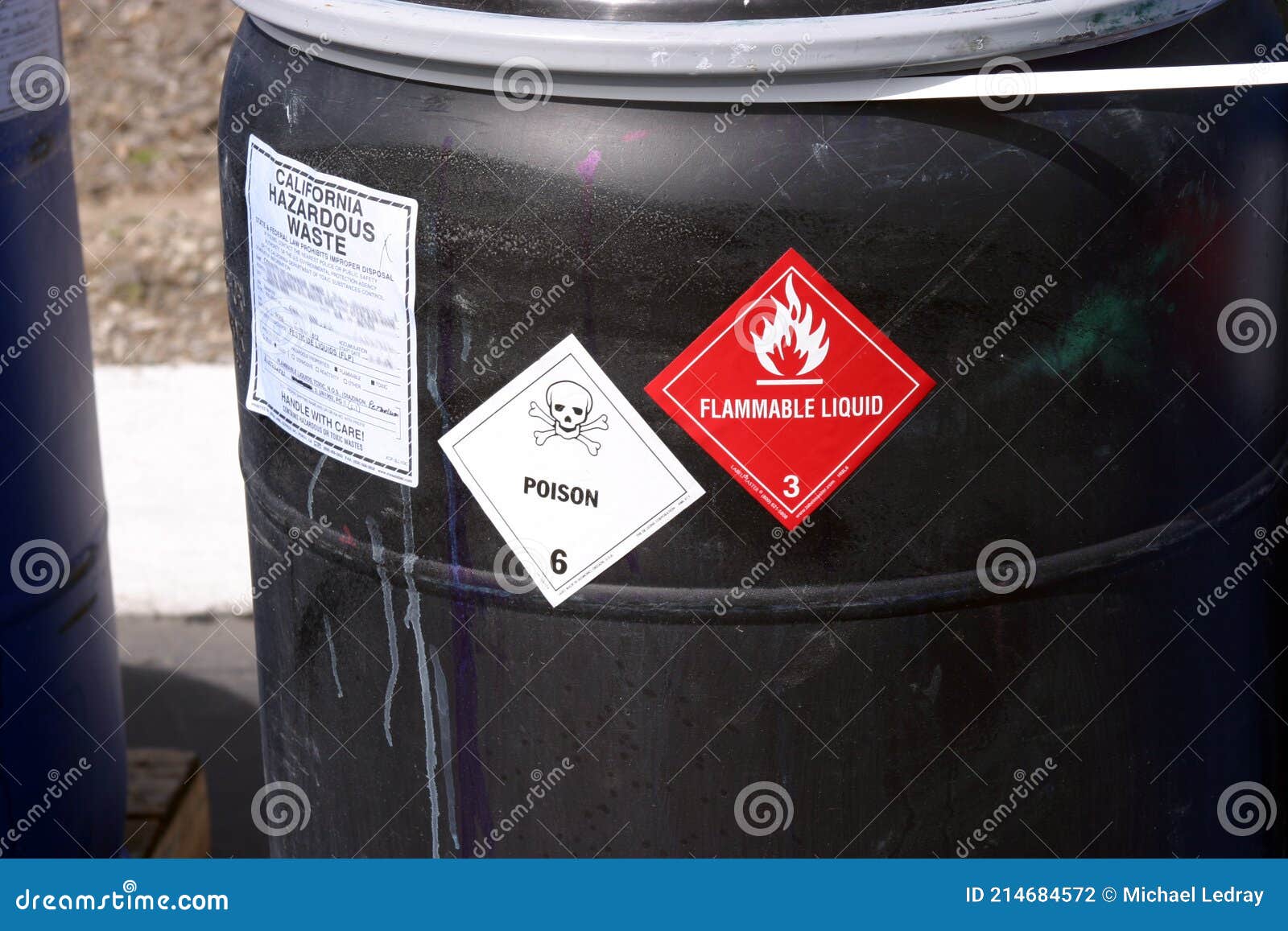 Black Plastic Drum with Hazardous Waste Stock Photo - Image of dermal ...