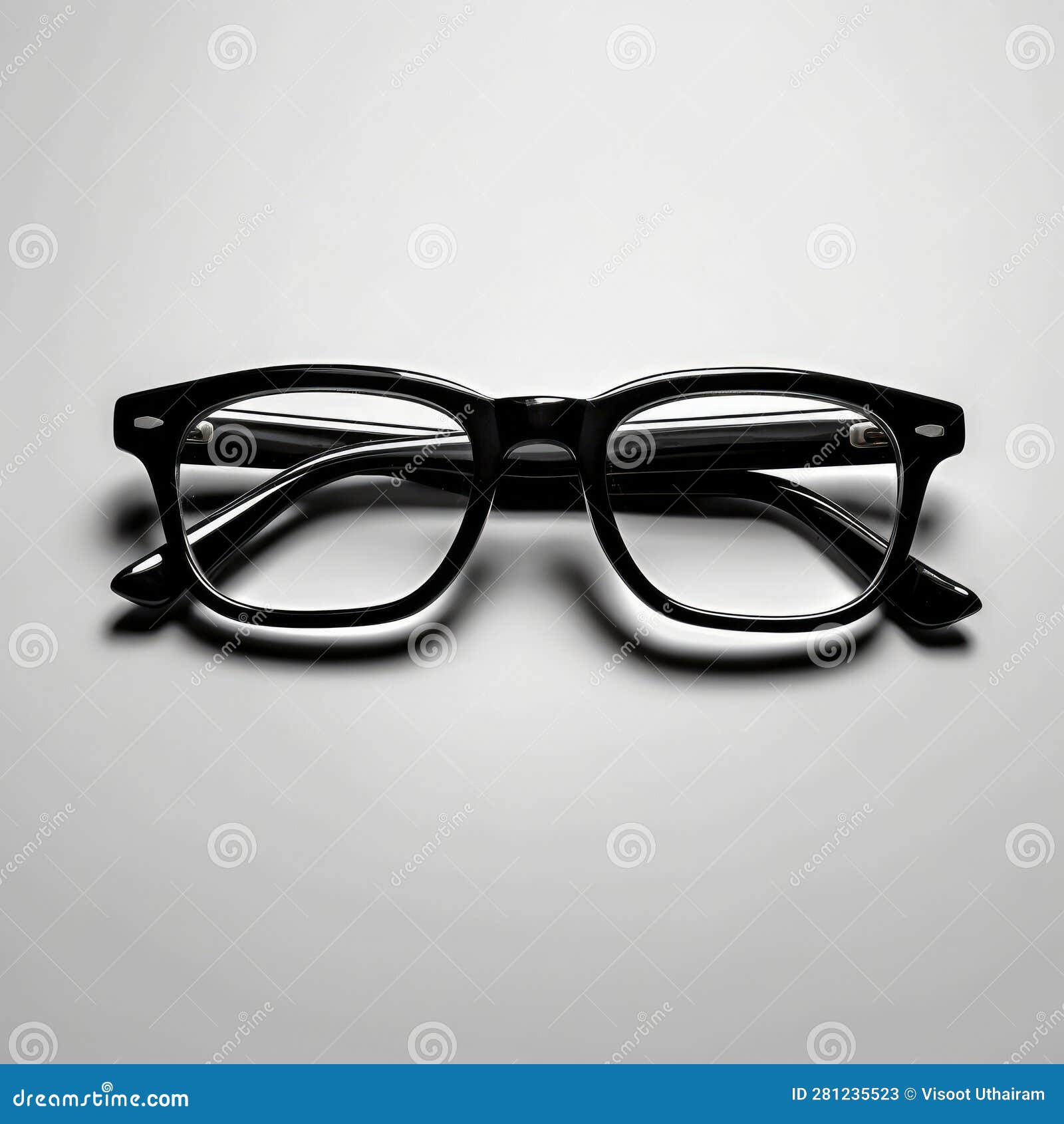 Black Plastic Eyeglasses Frames with Clear Lens Isolated on White ...