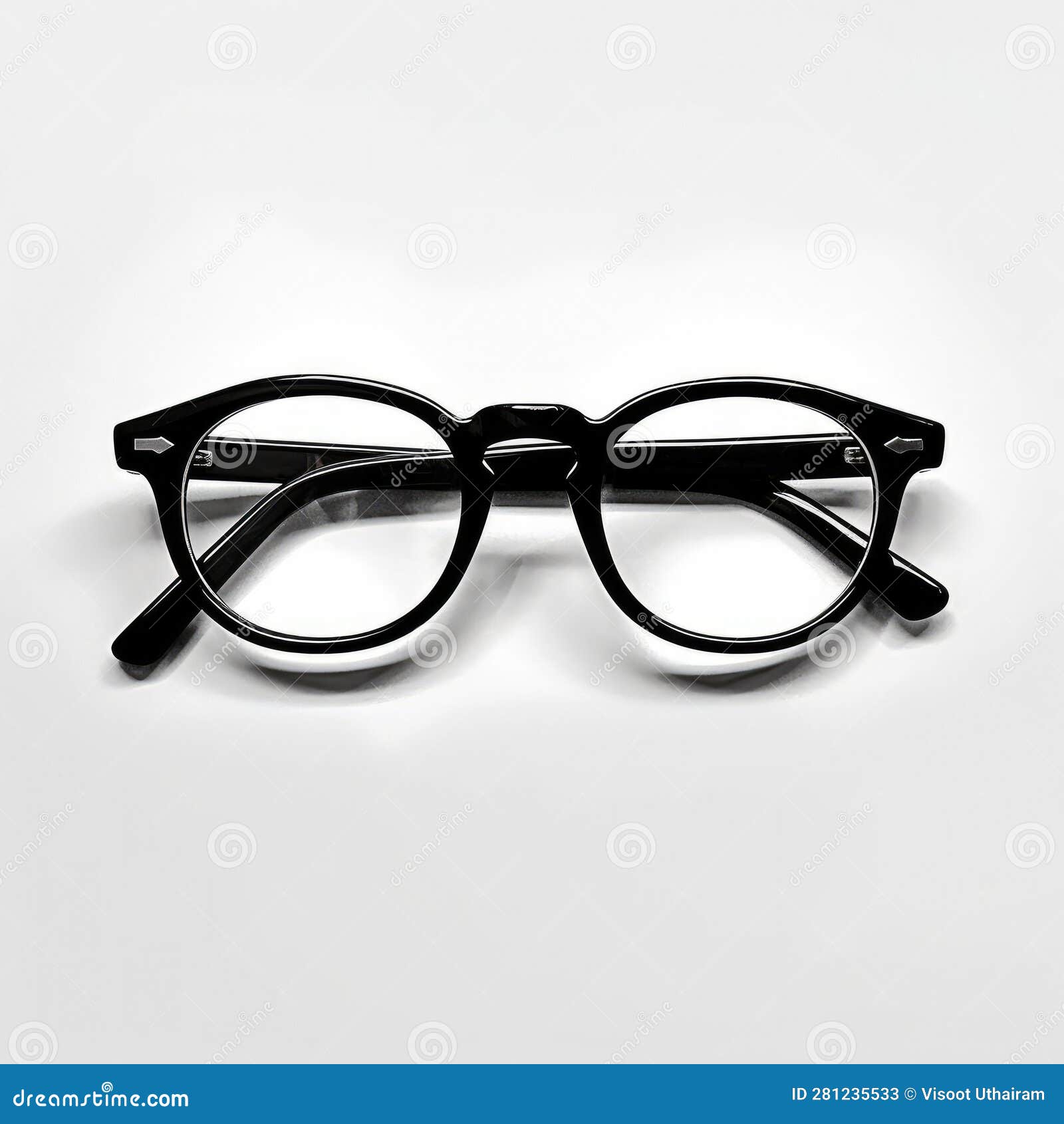 Black Plastic Eyeglasses Frames with Clear Lens Isolated on White ...