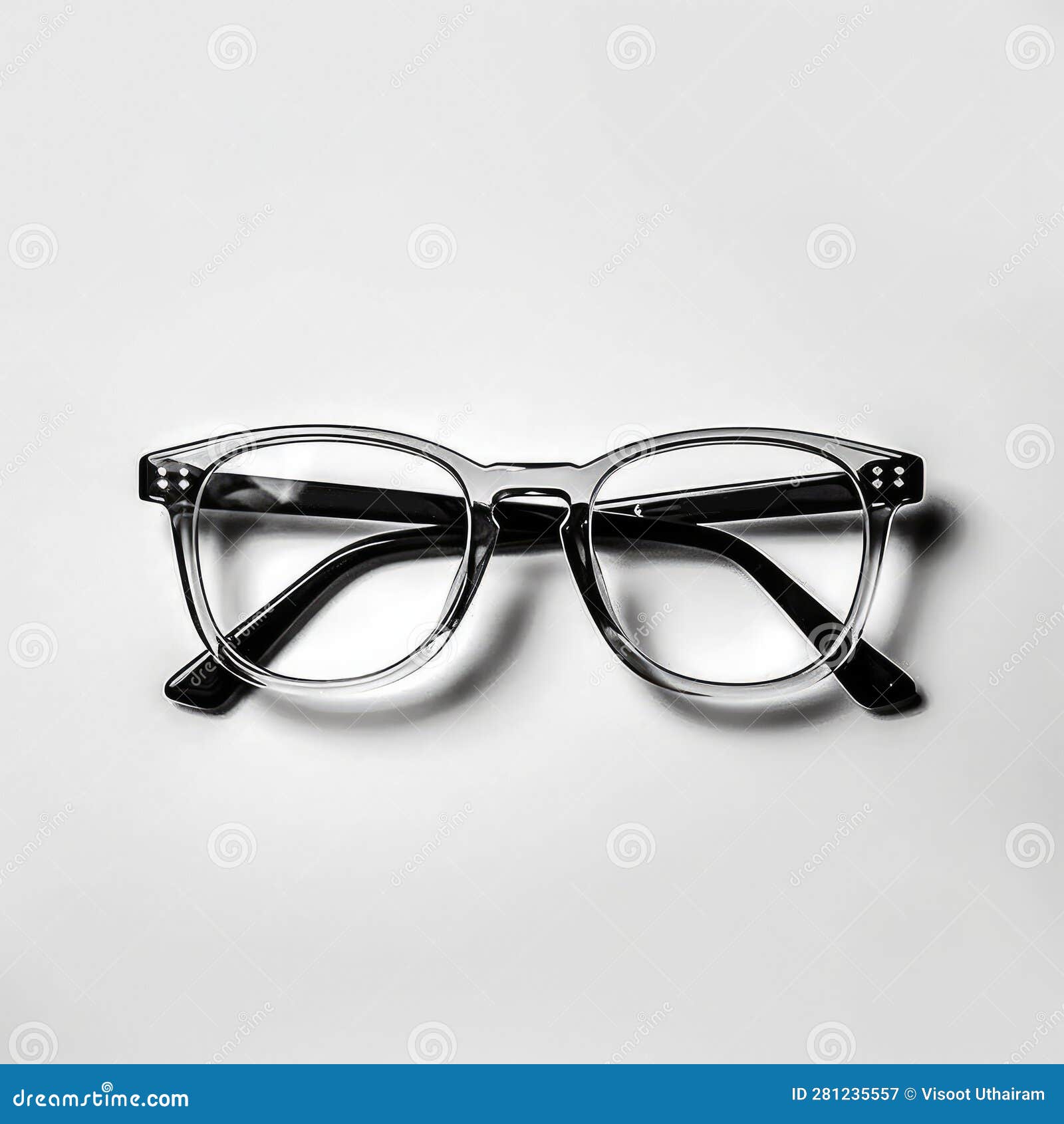 Black Plastic Eyeglasses Frames with Clear Lens Isolated on White ...