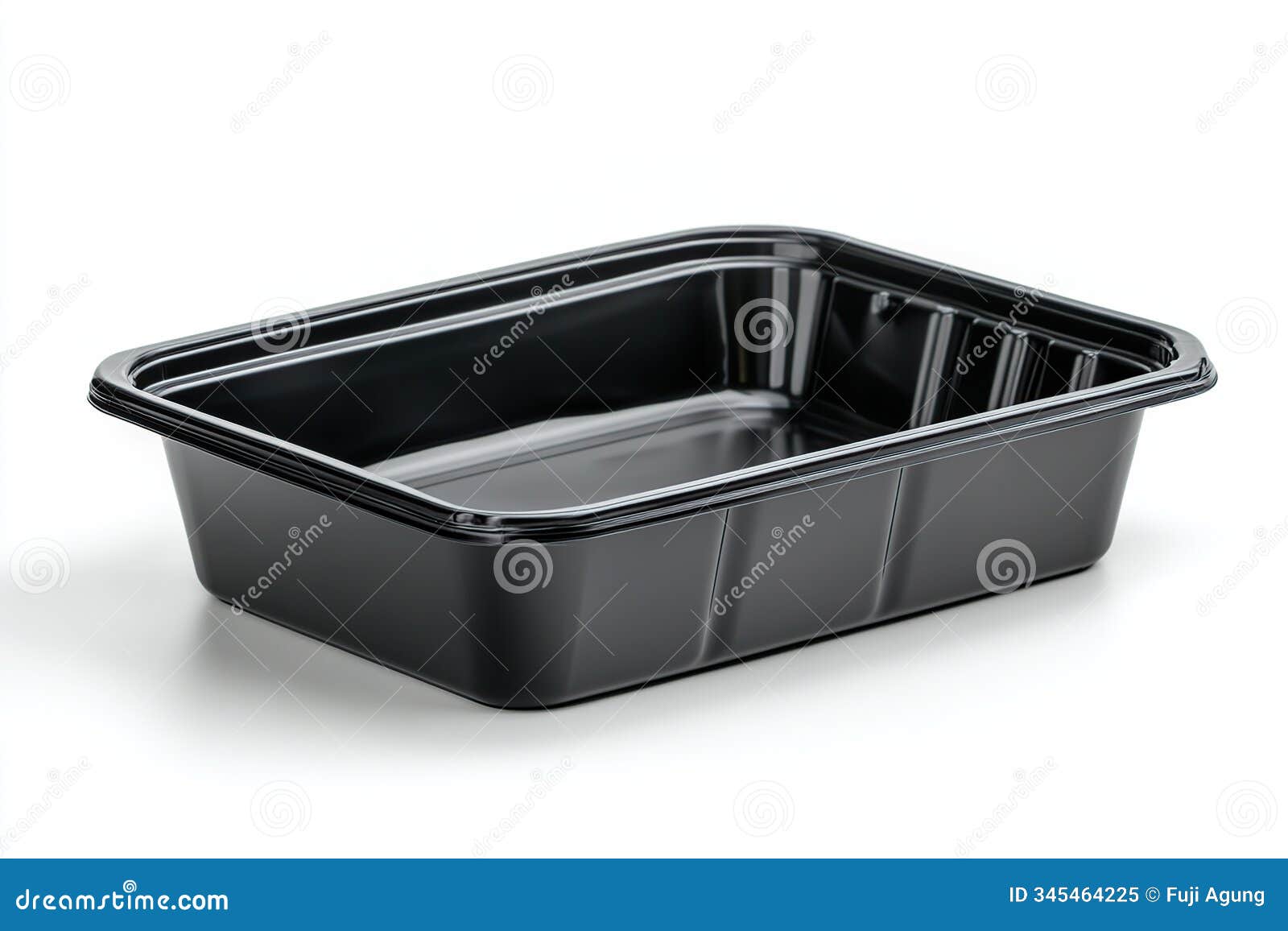 Black Plastic Food Container: Empty Rectangular Tray for Takeout or ...