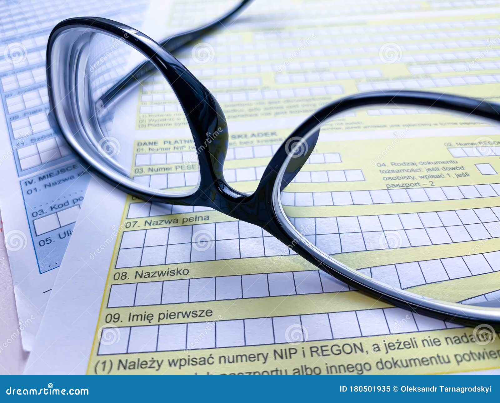 Black Plastic Frame On The Table With A Declaration Form. Royalty-Free ...