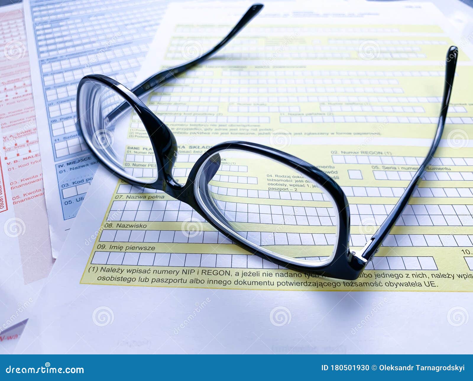 Black Plastic Frame on the Table with a Declaration Form. Office ...
