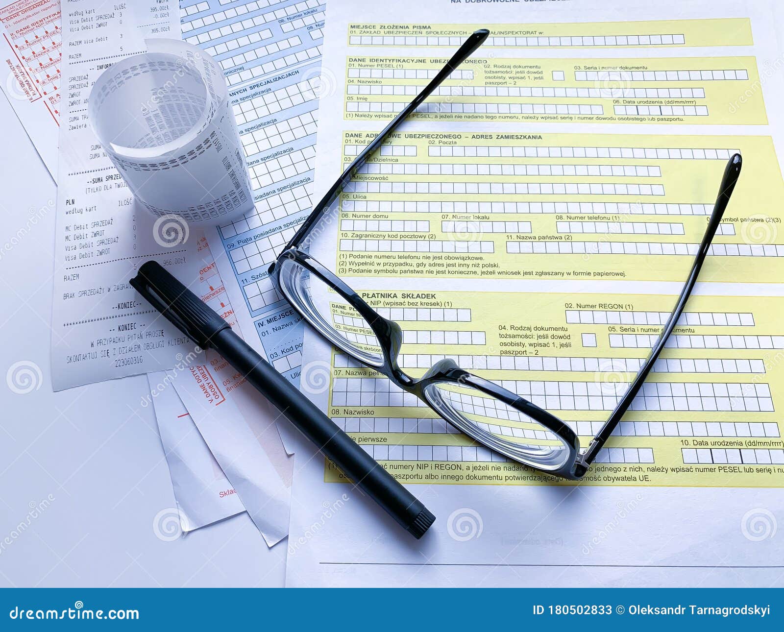 Black Plastic Frame on the Table with a Declaration Form. Office ...