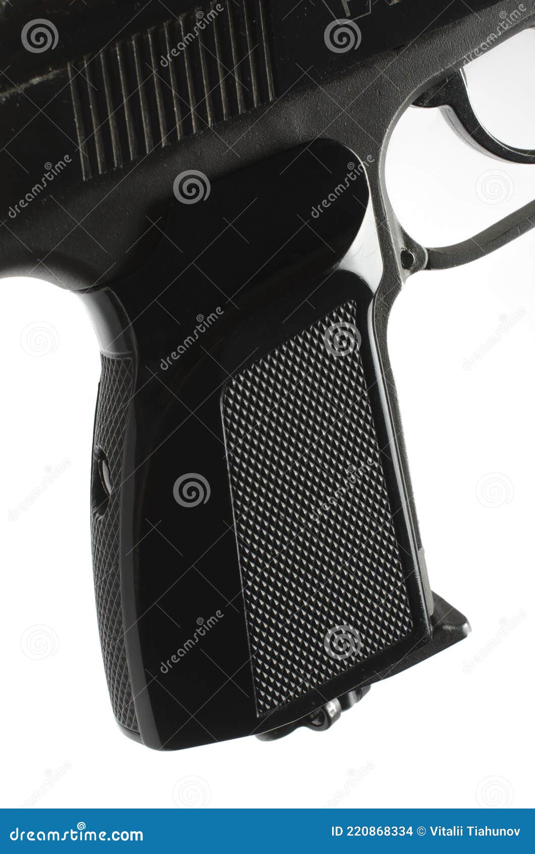 Black Plastic Handle of Pistol Isolated Stock Photo - Image of detail ...