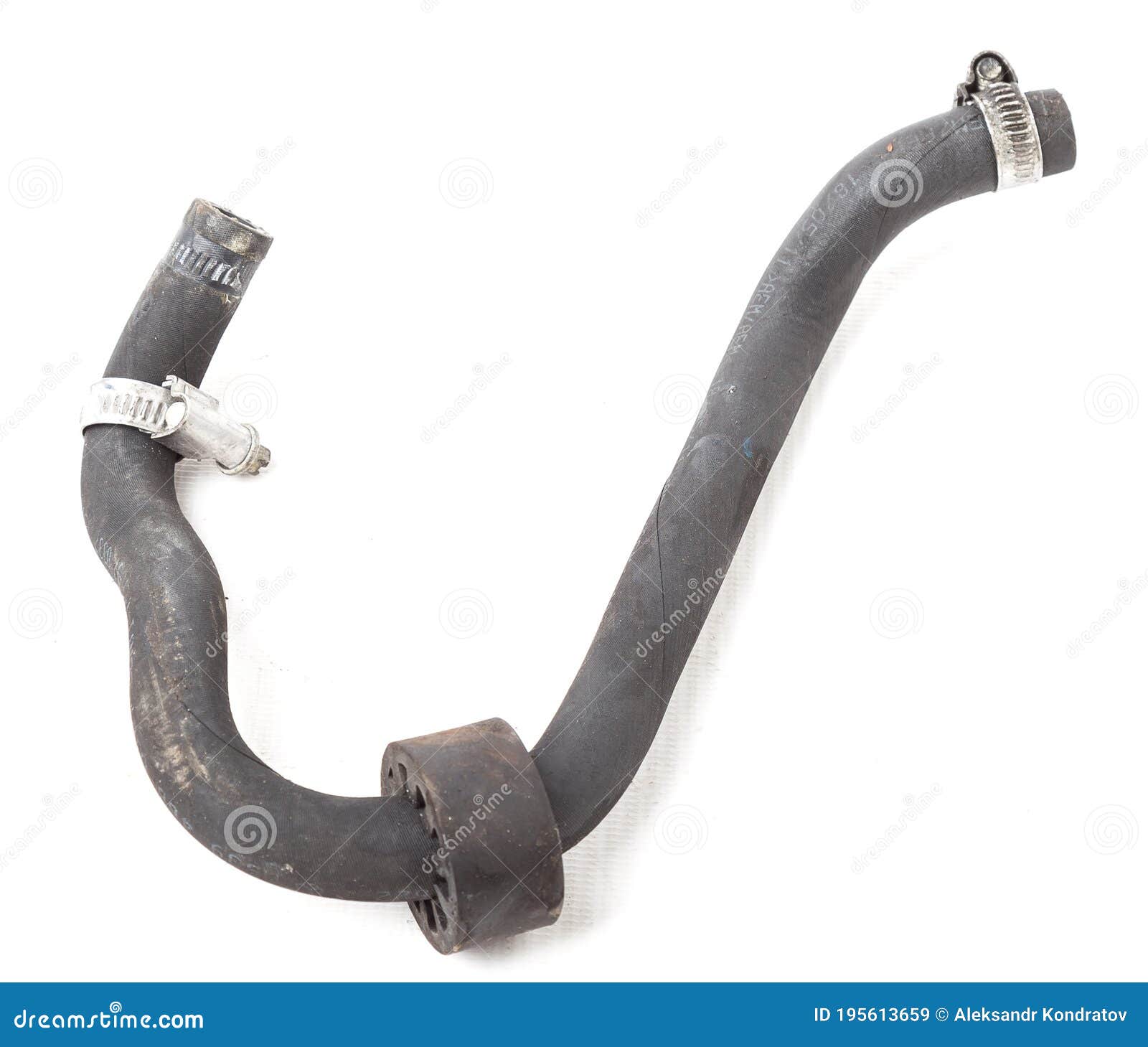 Black Plastic Hose of the Car Engine Cooling System on a White Isolated ...