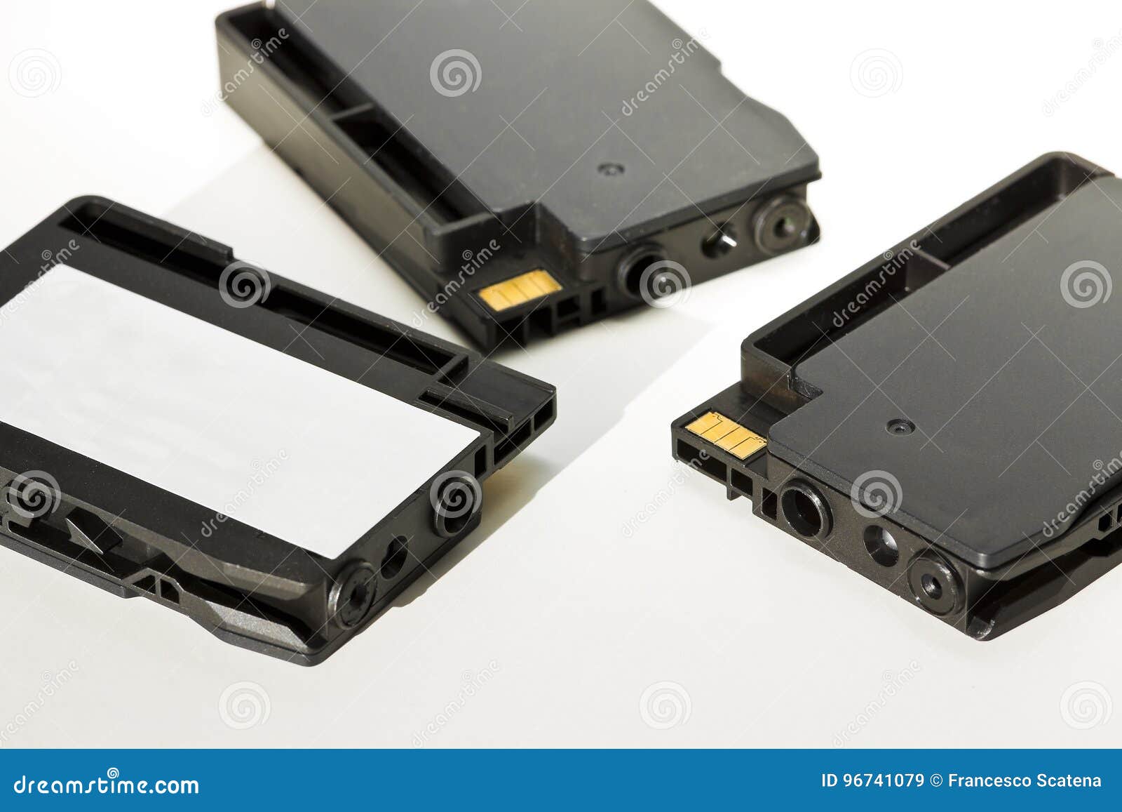 Black Plastic Inkjet Cartridges with White Label for Text Insert Stock ...