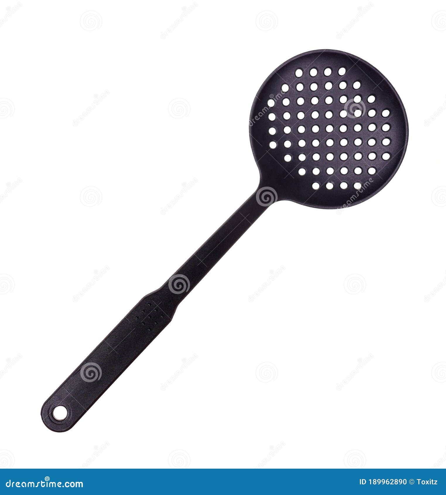 Black Plastic Ladle, Kitchen Utensil. Isolated on White Background ...