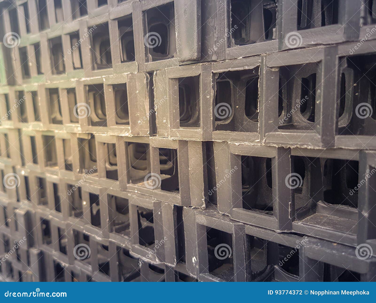 Black Plastic Mesh Compartment for Grass Planting Stock Photo - Image ...