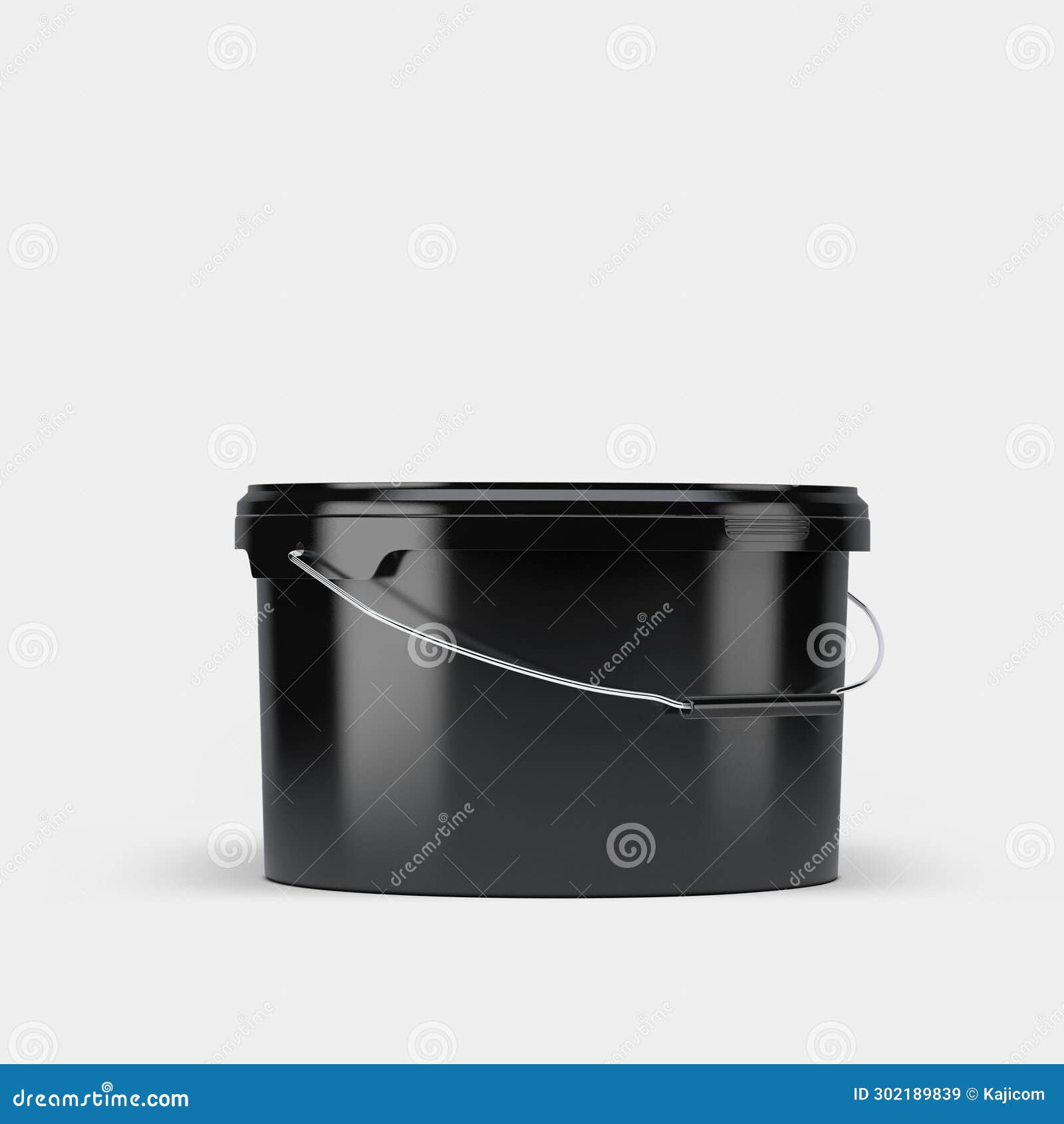 Black Plastic Paint Bucket Mockup Isolated on Background 3D Rendering ...