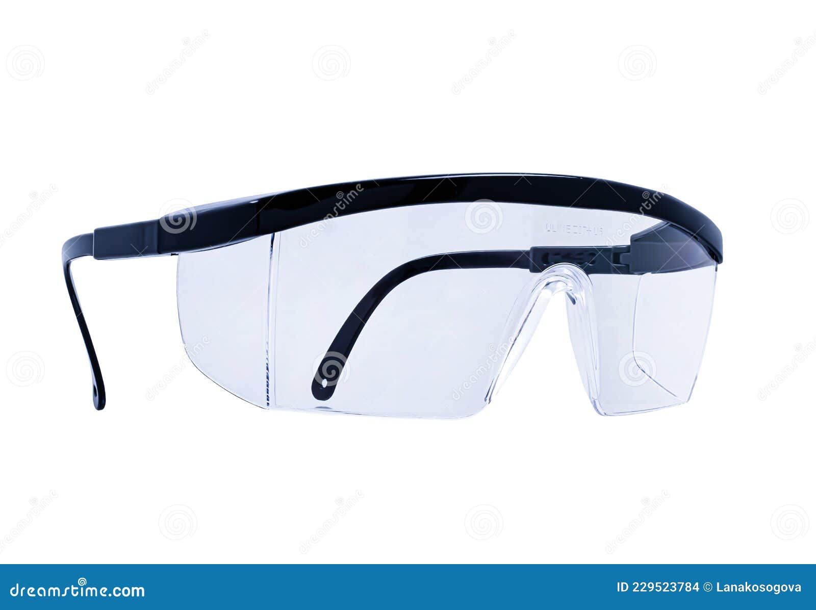 Black Plastic Protective Work Glasses Isolated on a White Background ...