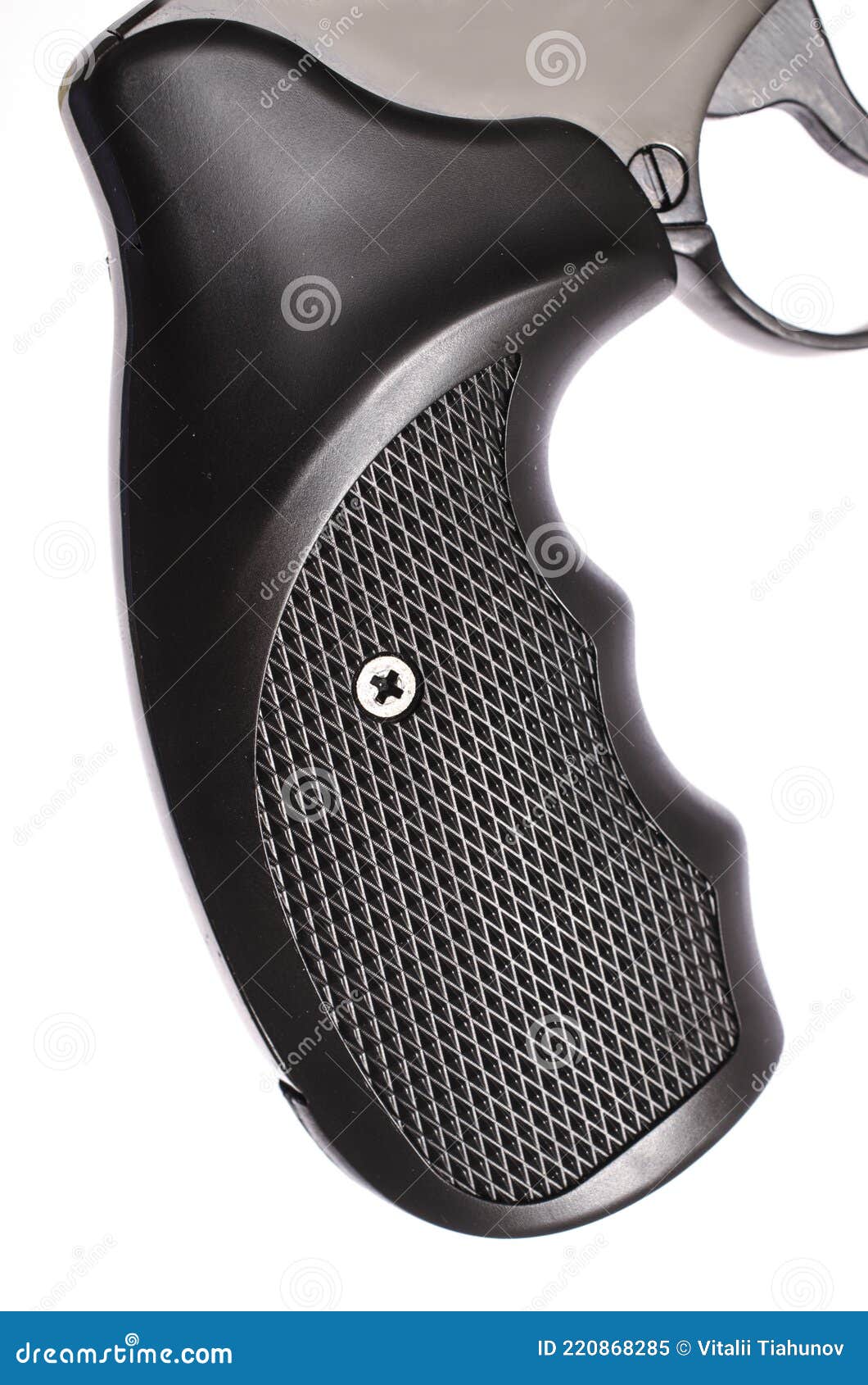 Black Plastic Revolver Handle Isolated Stock Image - Image of isolated ...