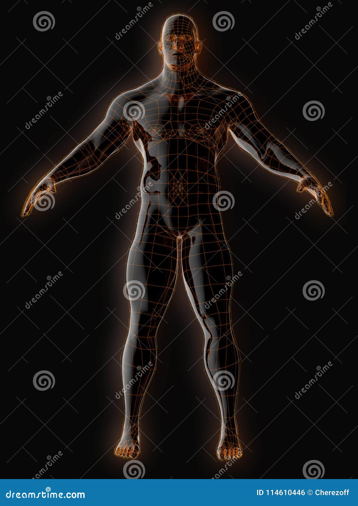 Black Plastic Robot with a Glowing Frame Shell Stock Illustration ...