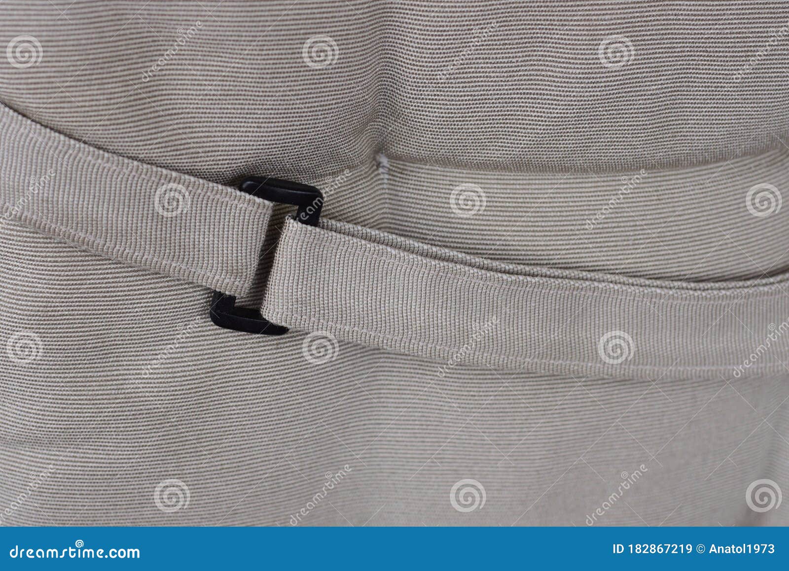 Black Plastic Snap Hook Latch on the Harness on the Gray Fabric Stock ...