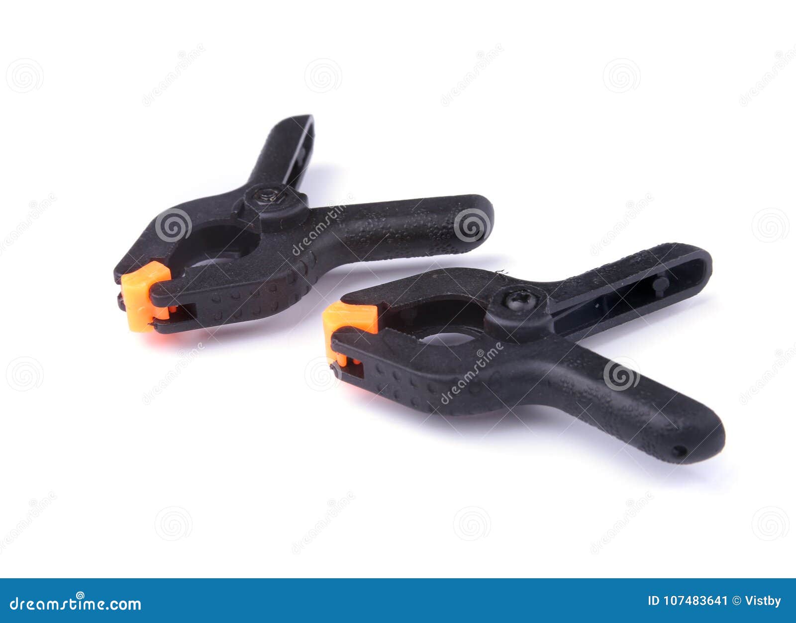 Black Plastic Spring Clamp Isolated on White Background. Stock Image ...