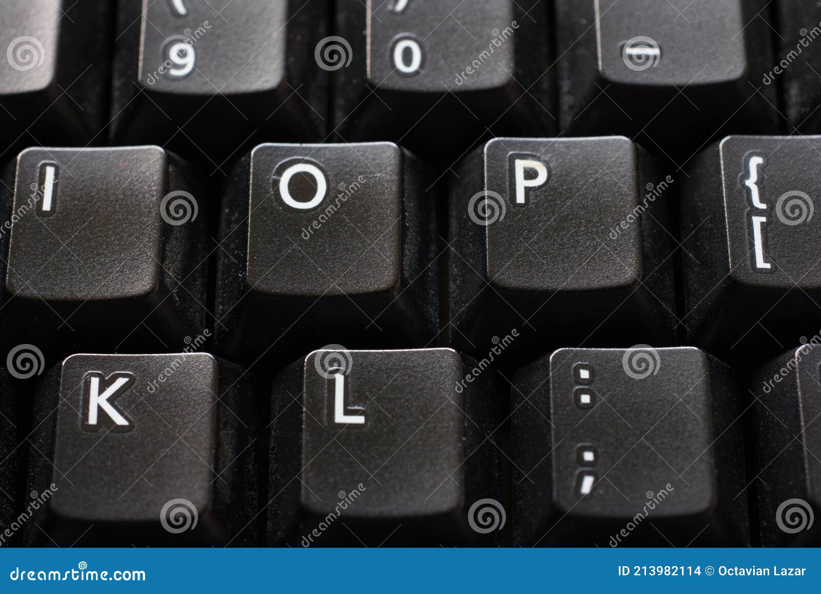 Black Plastic Standard English Computer Keyboard Close Up Macro Shot ...