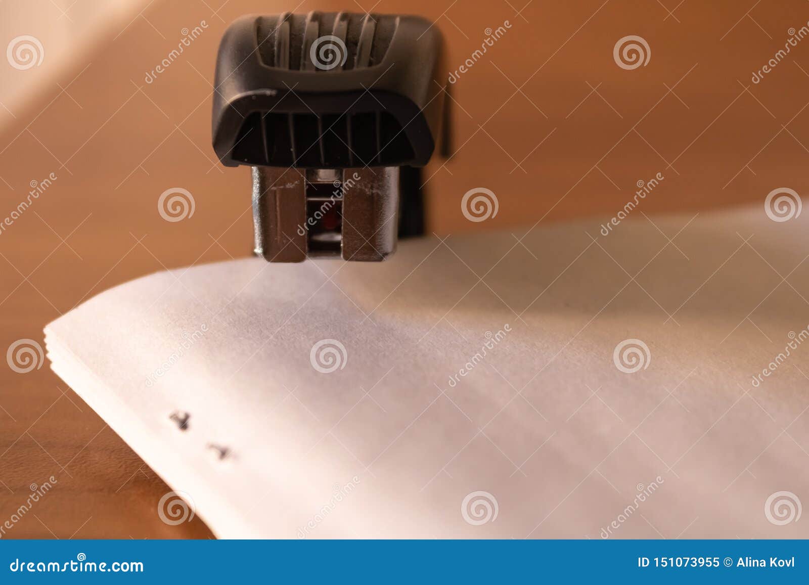 Black Plastic Stapler Piercing Papers Closeup - Image Stock Image ...