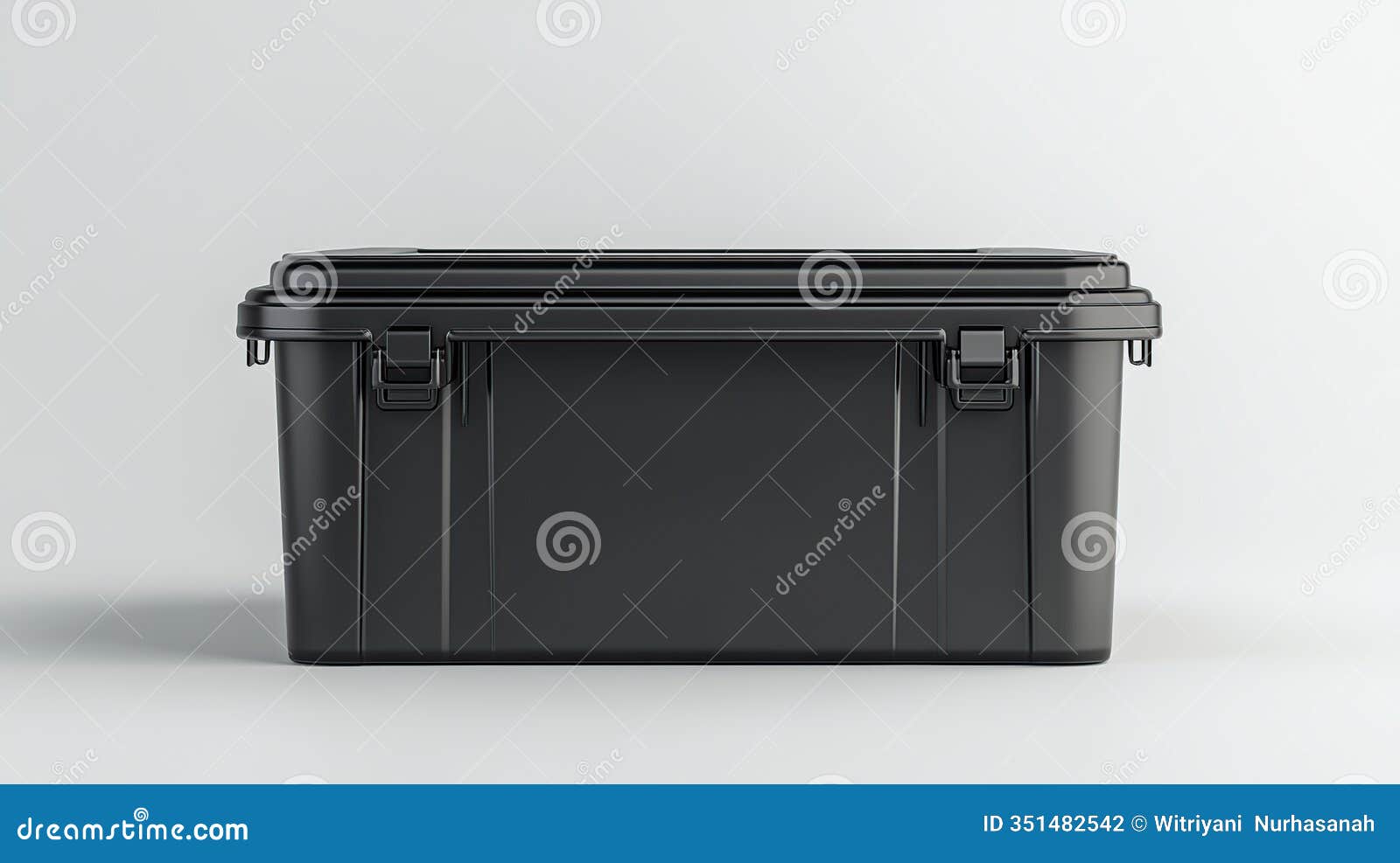 Black Plastic Storage Container with Latches, Isolated on White ...