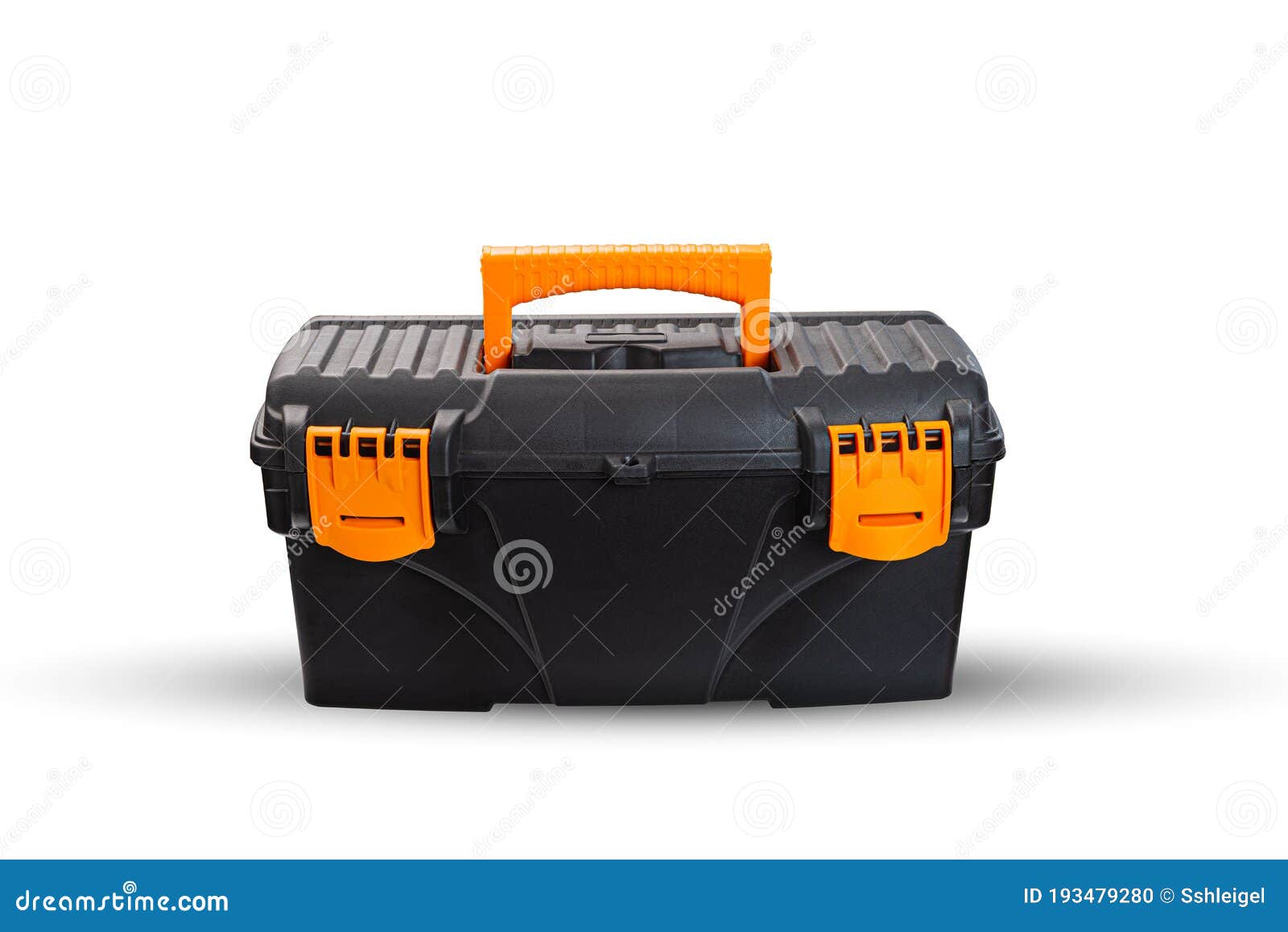 Black Plastic Tool Box with Lid Closed Isolated Stock Photo - Image of ...
