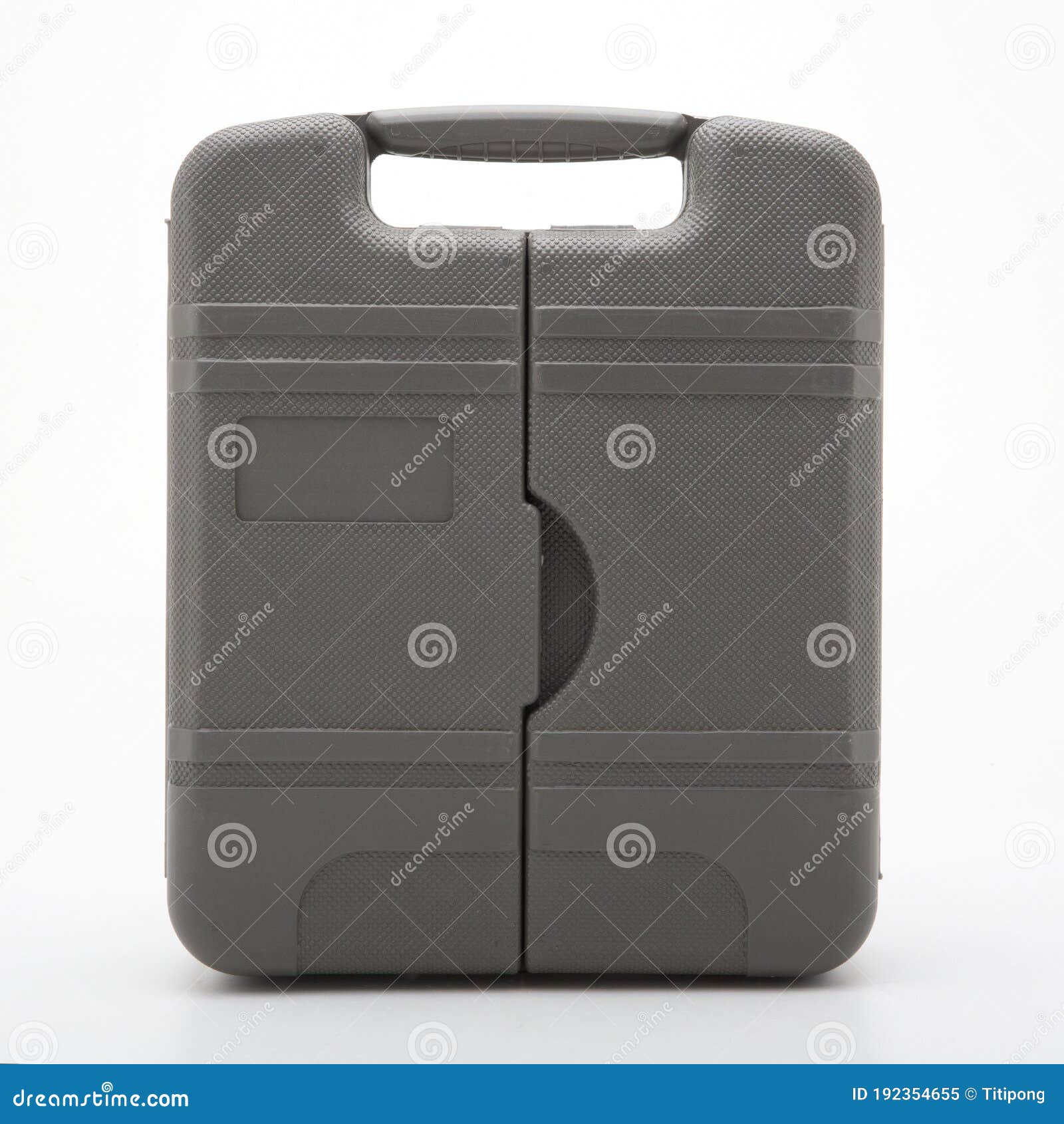 Black Plastic Tool Box with Red Handle Over White Stock Image - Image ...